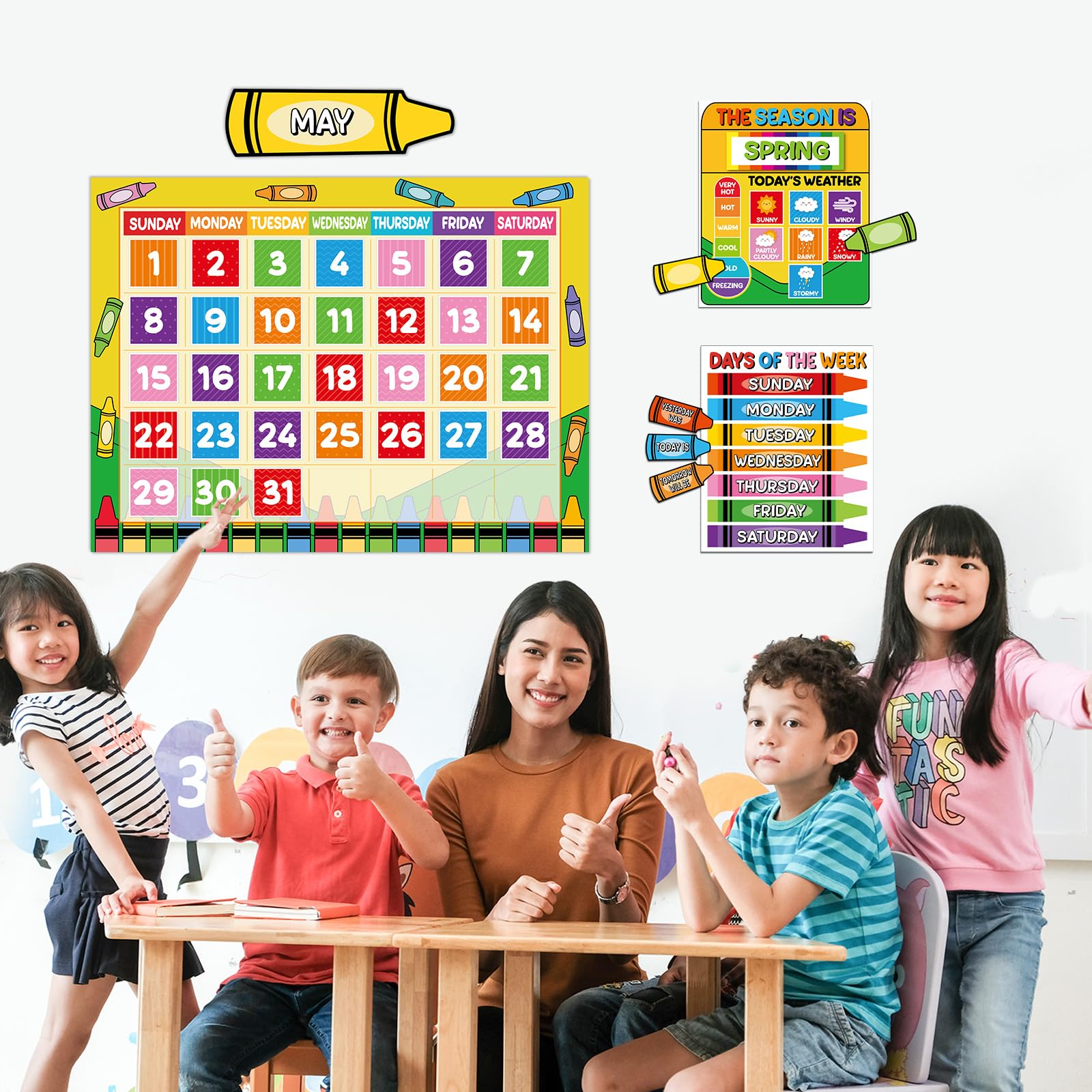 Snapklik.com : Colorful Crayon Calendar Bulletin Board Set Crayons CTP ...