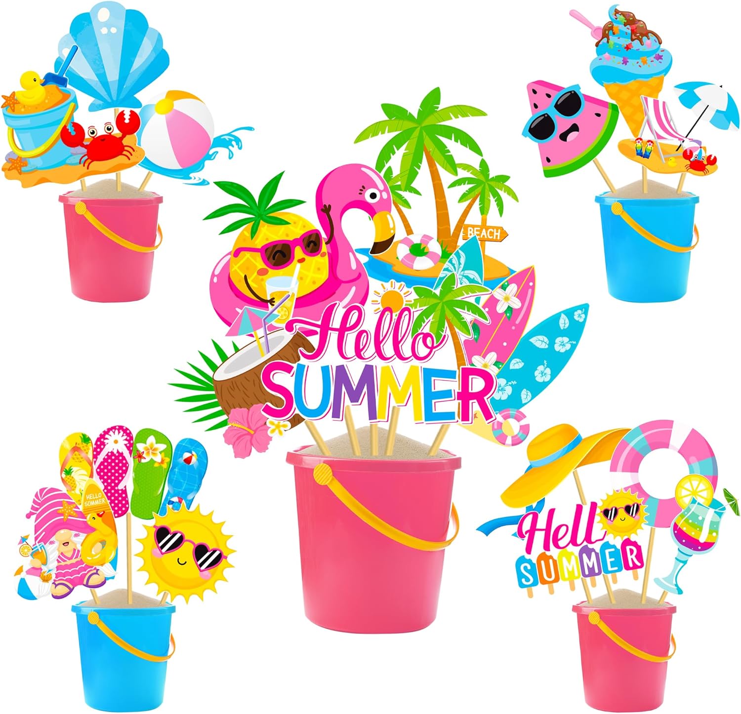Amazon.com: Summer Party Centerpiece Sticks Summer Pool Beach Birthday ...