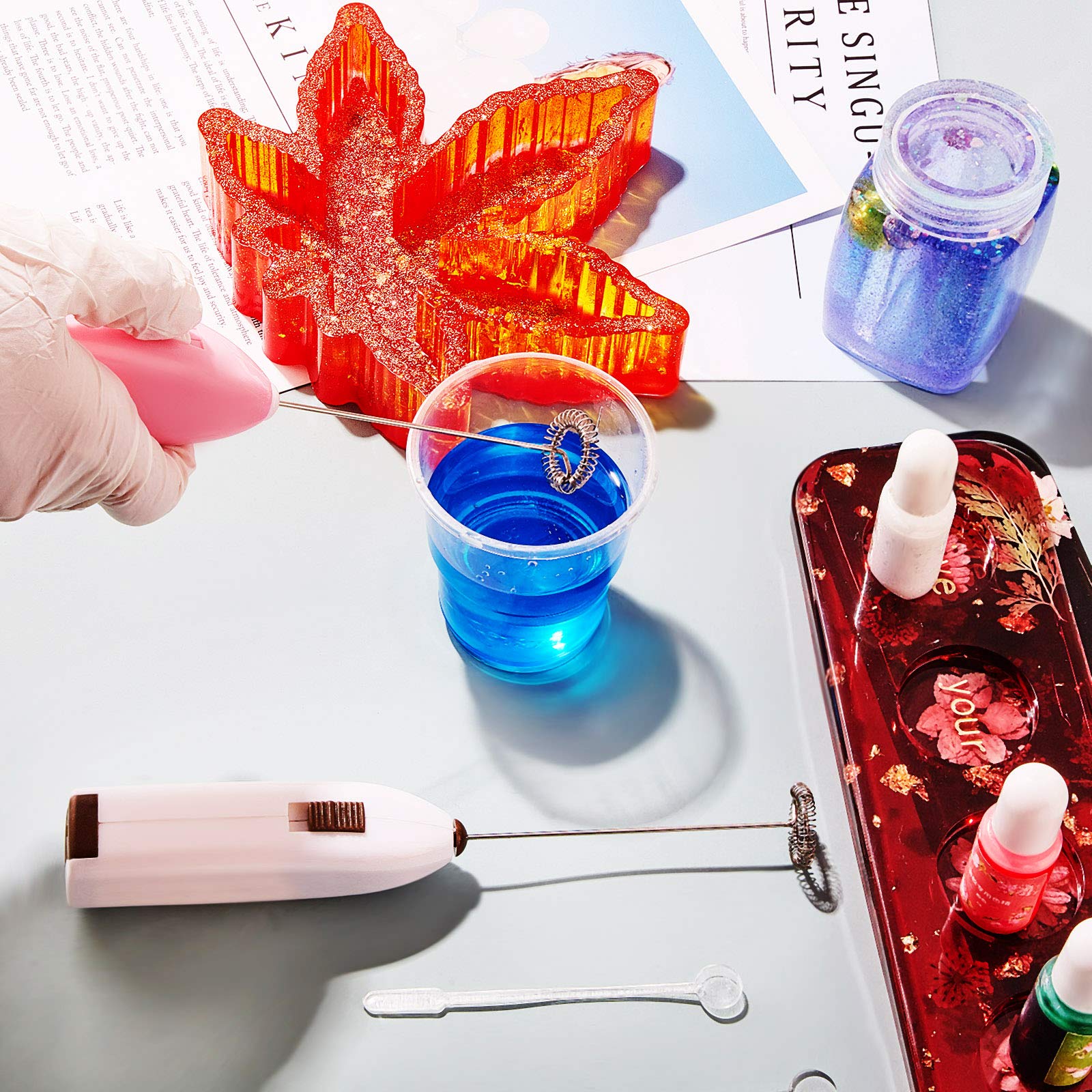 13 Pieces Epoxy Resin Stirrer Handheld Battery Operated Epoxy Mixing ...