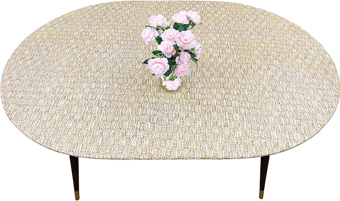 Amazon.com: LIBERECOO Oval Tablecloth Vinyl Fitted Elastic Edge with ...