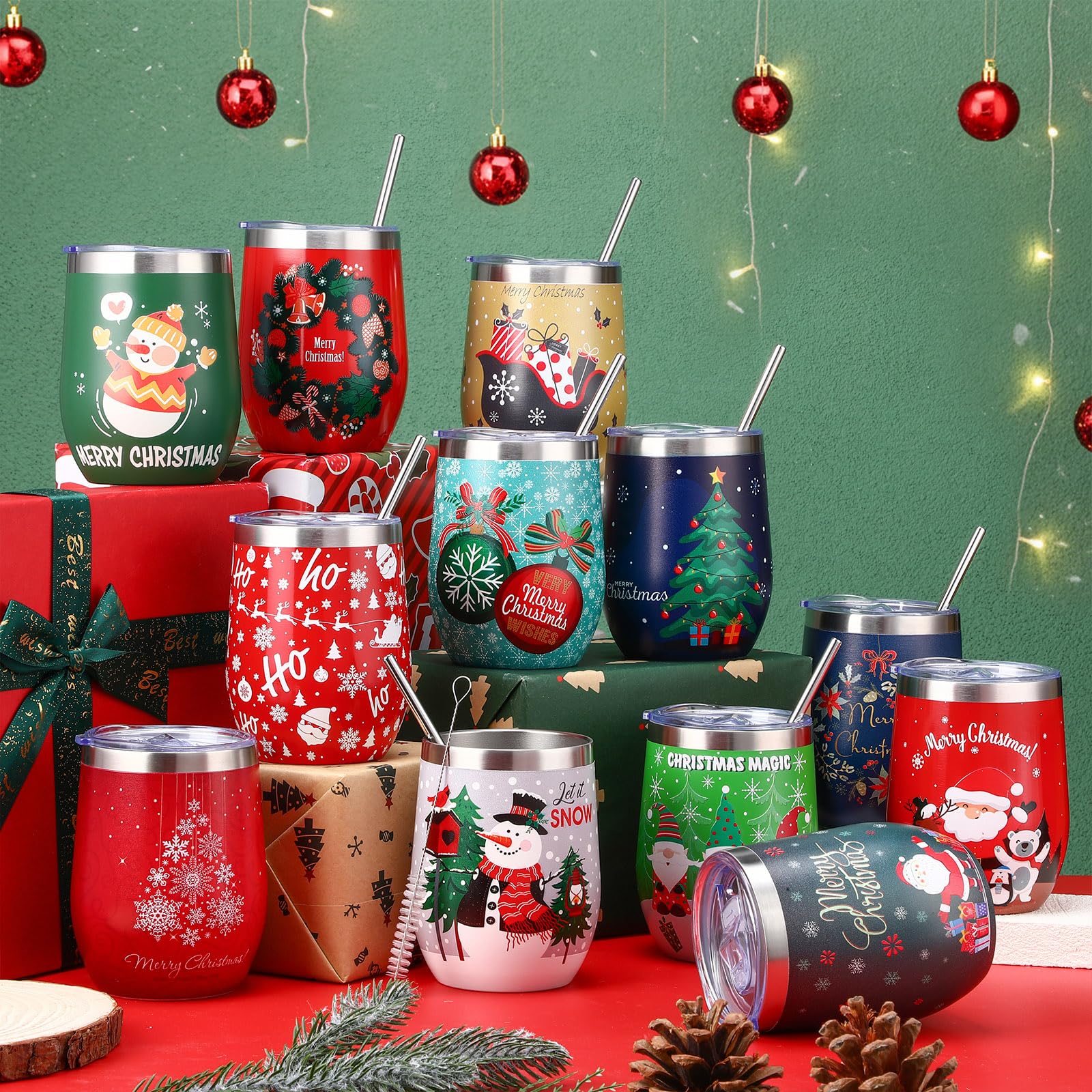 Snapklik.com : Sliner 12 Pack Christmas Tumbler Bulk