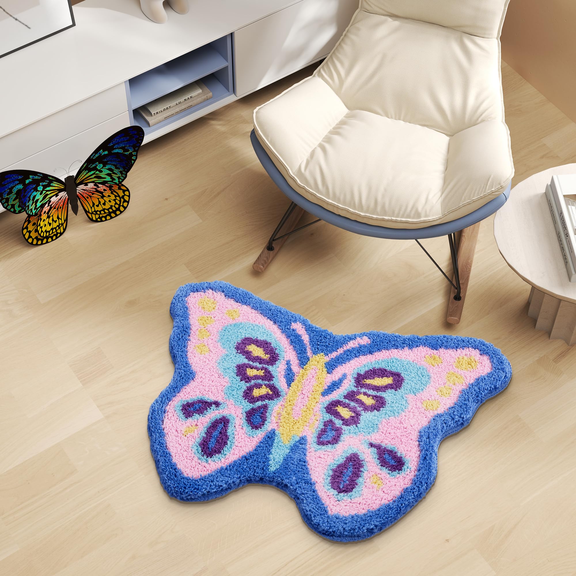 Amazon.com: Butterfly Bath Mat, Non-Slip Absorbent Bathroom Rugs, Cute ...