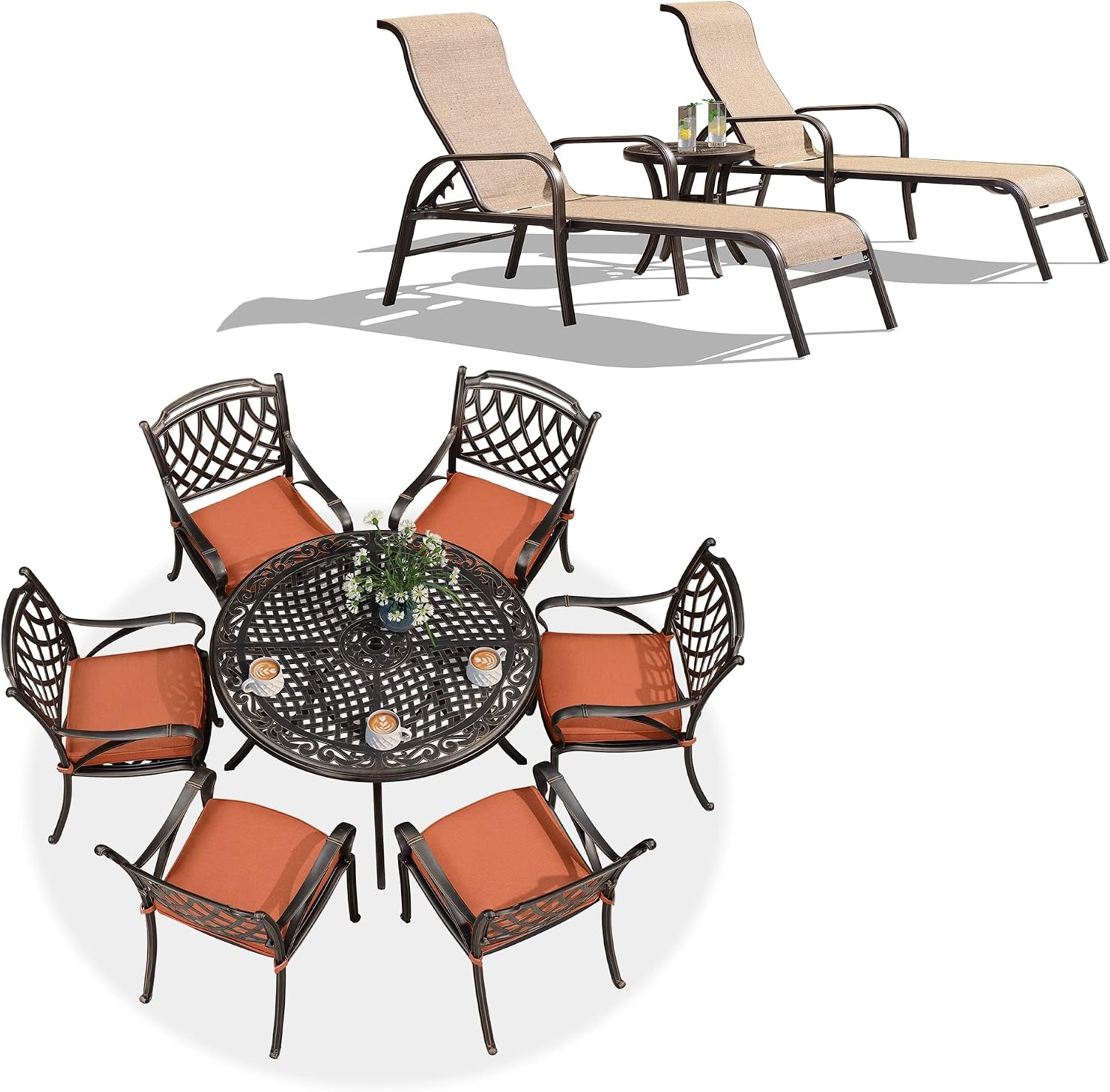 Amazon.com: PURPLE LEAF Patio Dining Set Cast Aluminum 10-Piece Patio ...