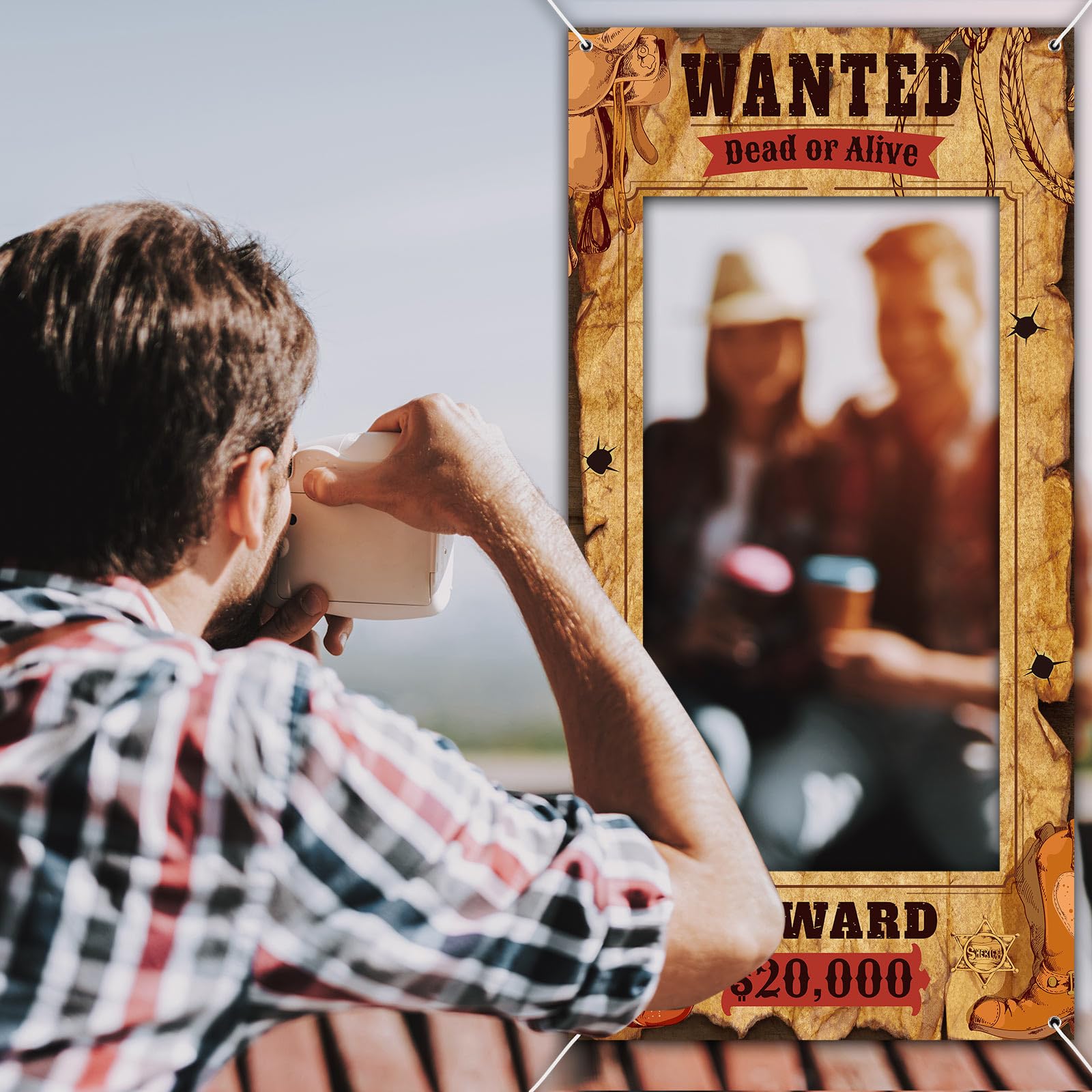 Snapklik.com : Western Wanted Photo Booth Prop Large Wild West Selfie ...