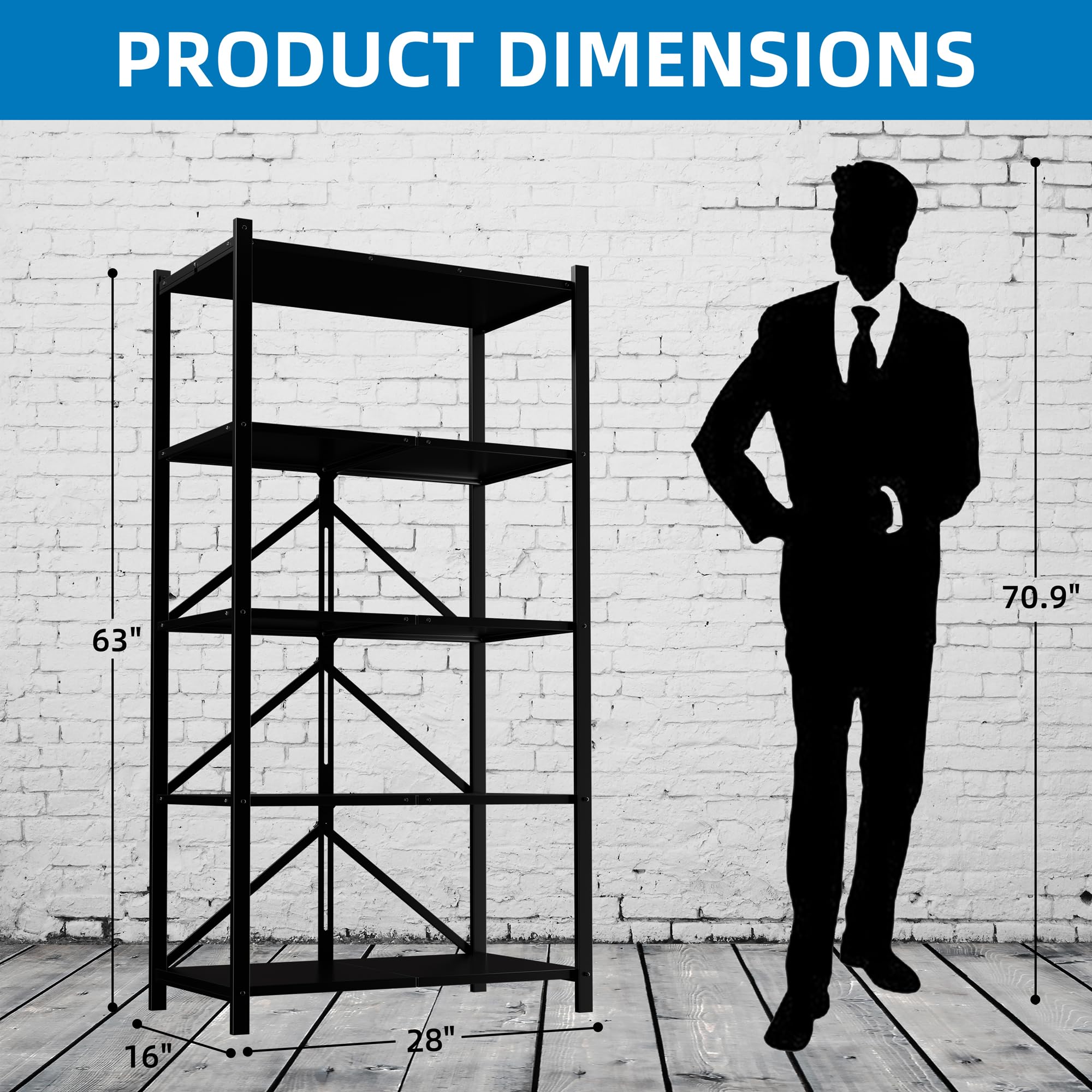 Snapklik.com : 5-Shelf Shelving Unit Heavy Duty Collapsible Standing ...