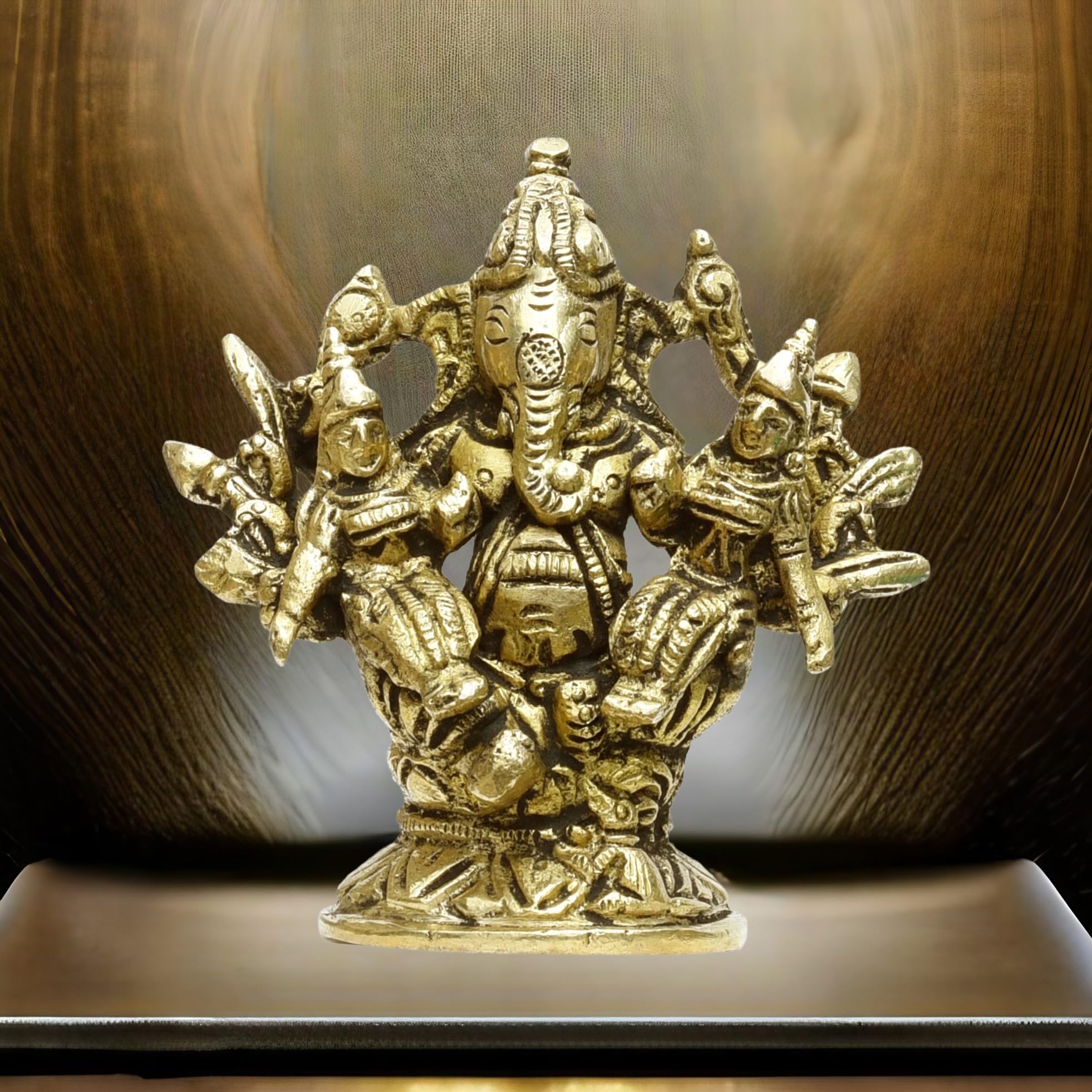 Buy KRAFTSKALA Riddhi Siddhi Ganesh Brass Idol - Handcrafted Divine ...
