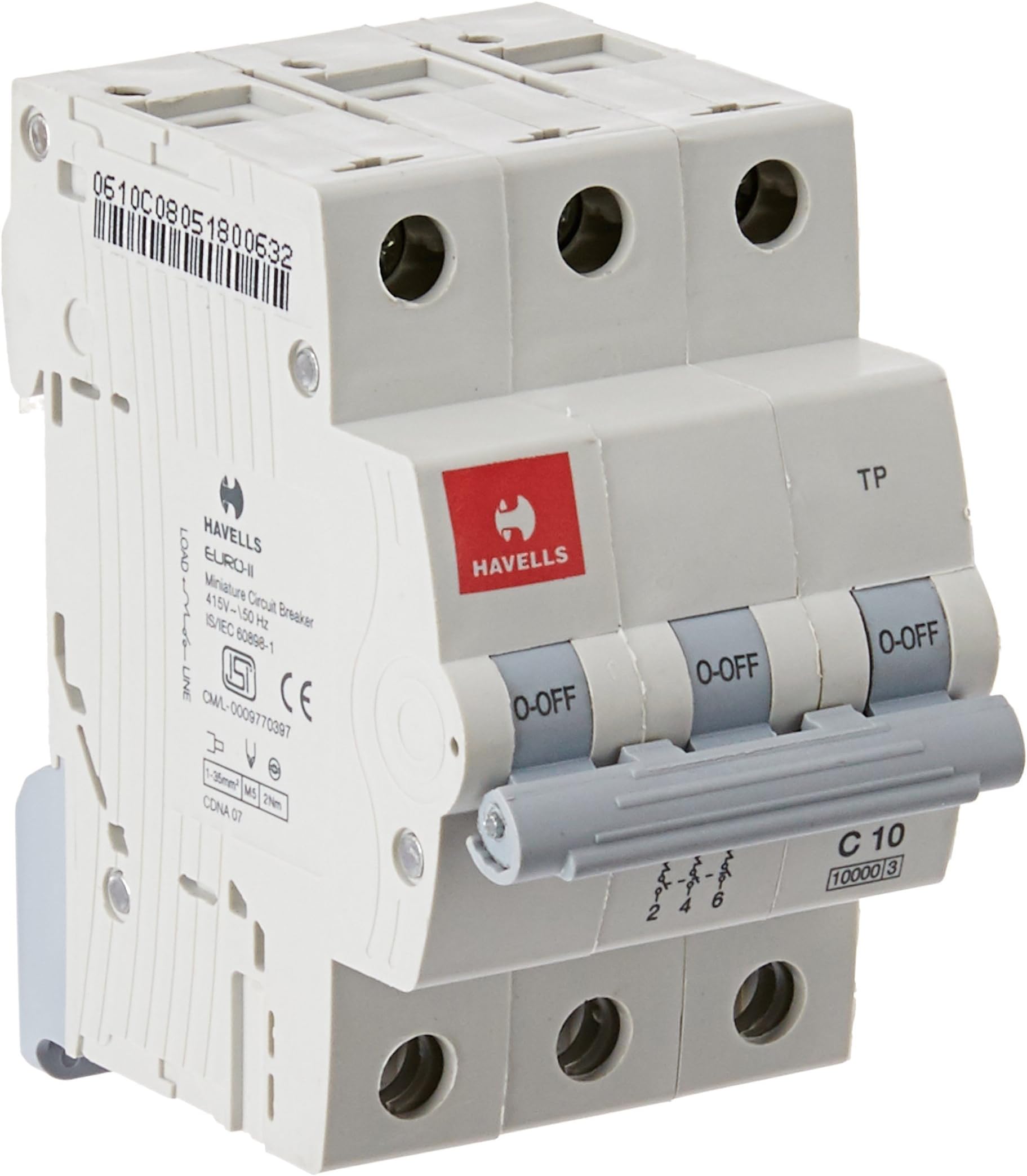 Havells DHMGCTPF010 PVC Plastic 10A MCB TP C Curve (White) : Amazon.in: Home Improvement