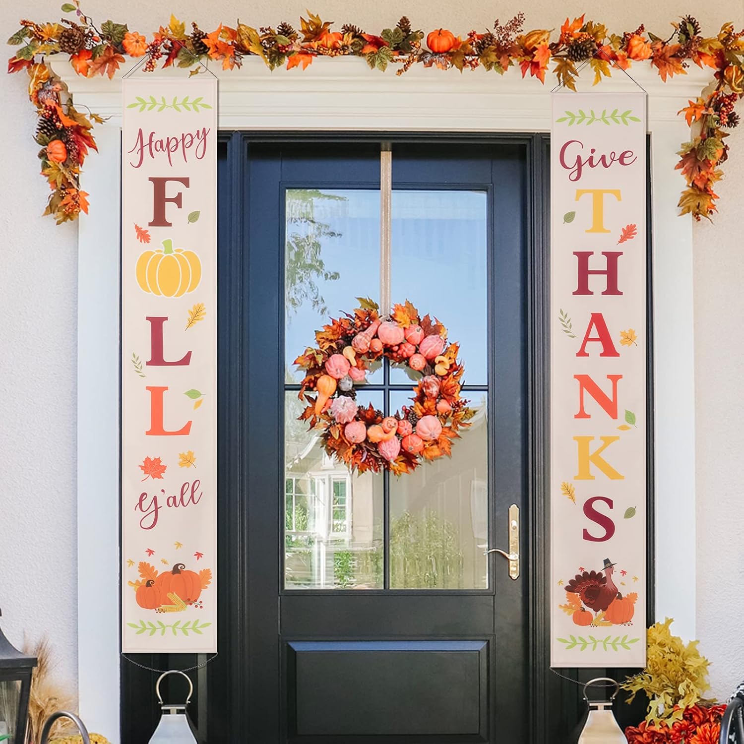 Amazon.com : Thanksgiving Porch Sign, hogardeck Give Thanks Hanging ...