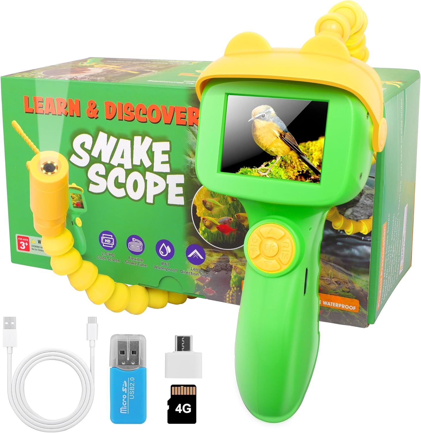 Amazon.com: Borescope Snake Camera for Kids with 4GB TF Card & Light ...