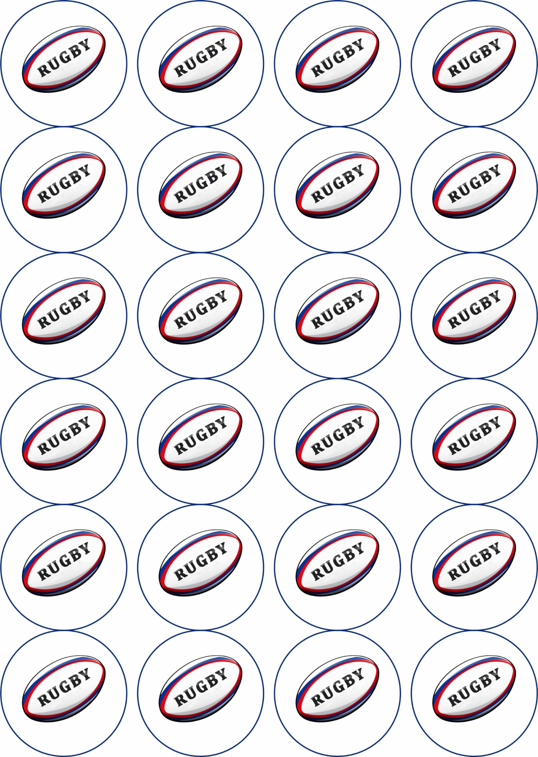 24 x PRECUT Edible Rugby Ball Cupcake Fairy Cake Wafer Decoration ...