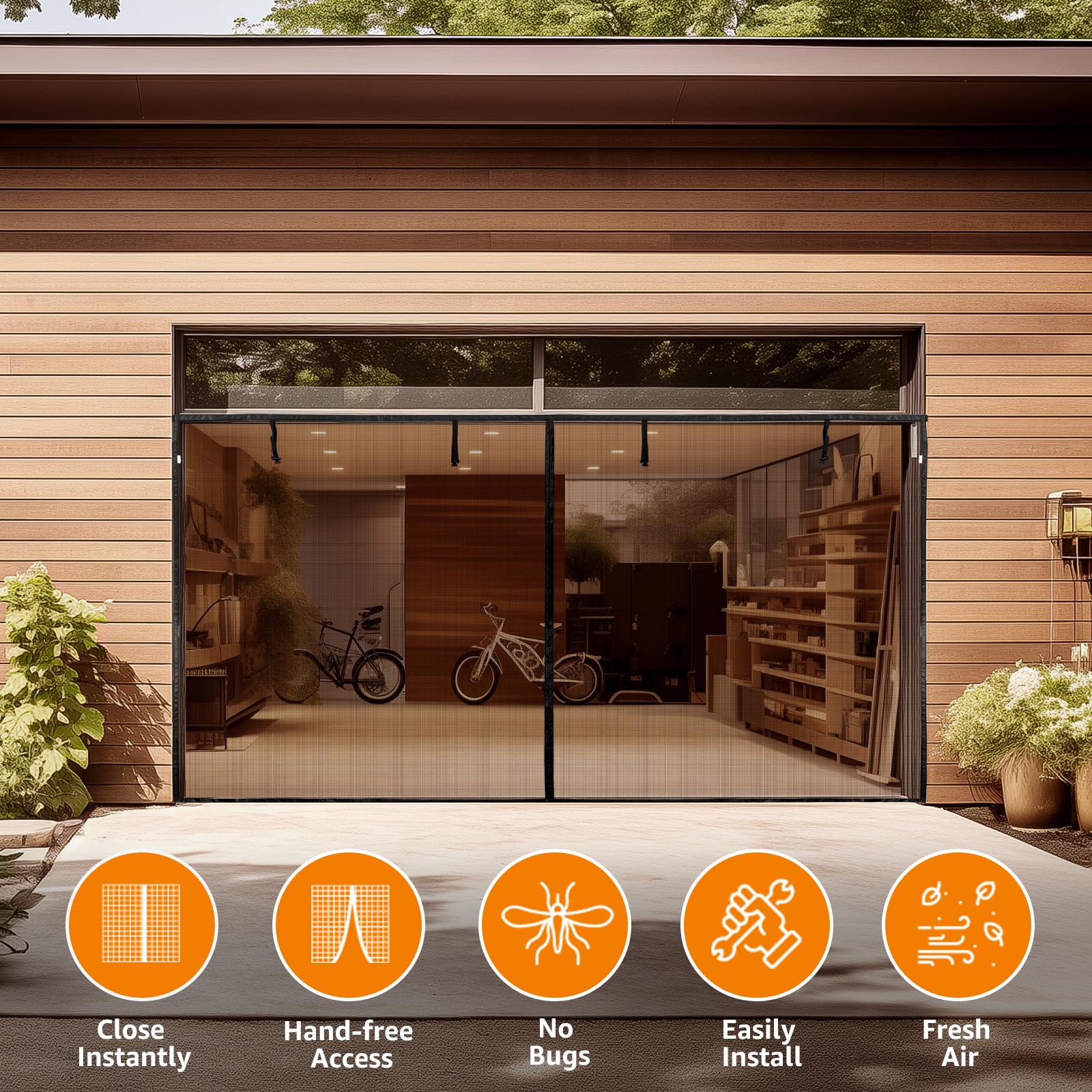 Snapklik.com : LOOBANI Garage Screen Door 8x7 Ft: Heavy Duty Magnetic ...