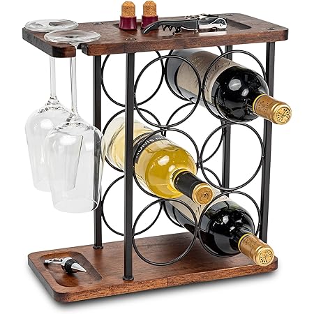 Amazon.com: SASIDO Wine Holder, Wooden Wine Stand with Tray, Wine Racks ...