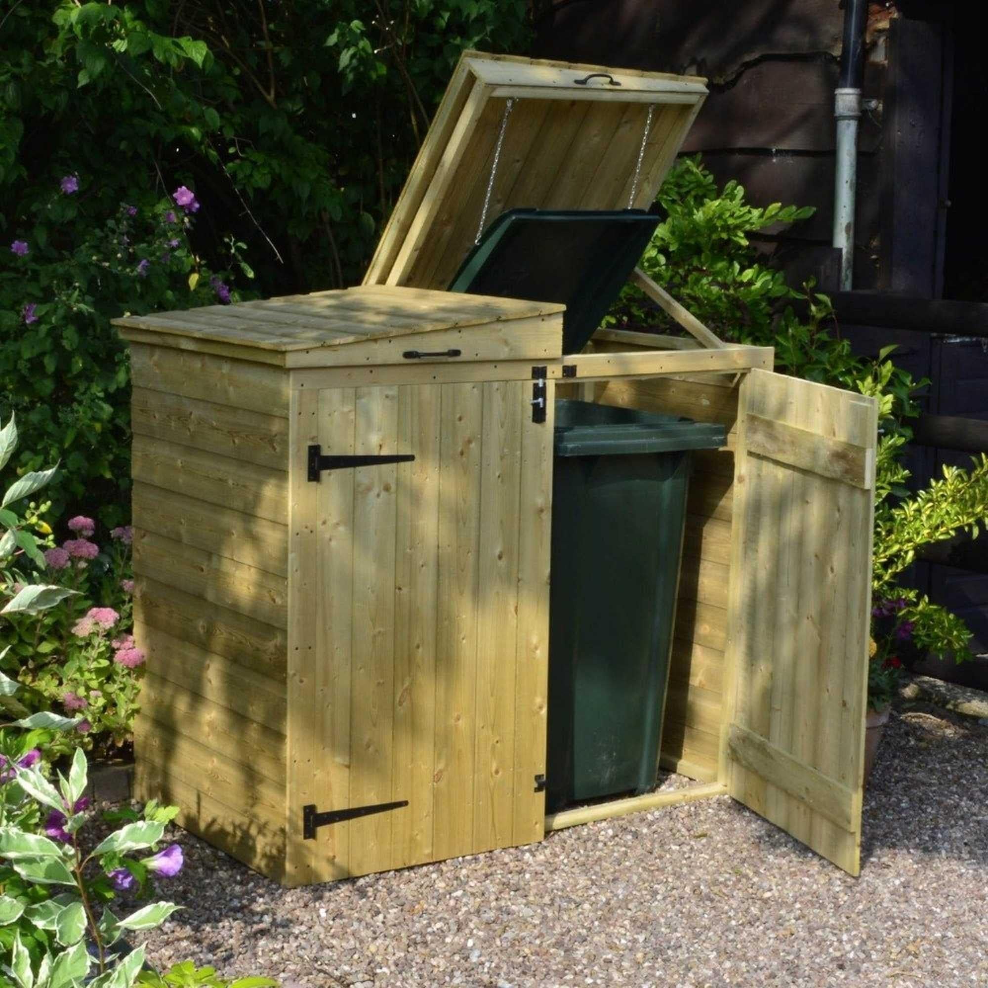 Rowlinson Triple Wheelie Bin Store Natural 230x82x130 cm : Amazon.co.uk ...