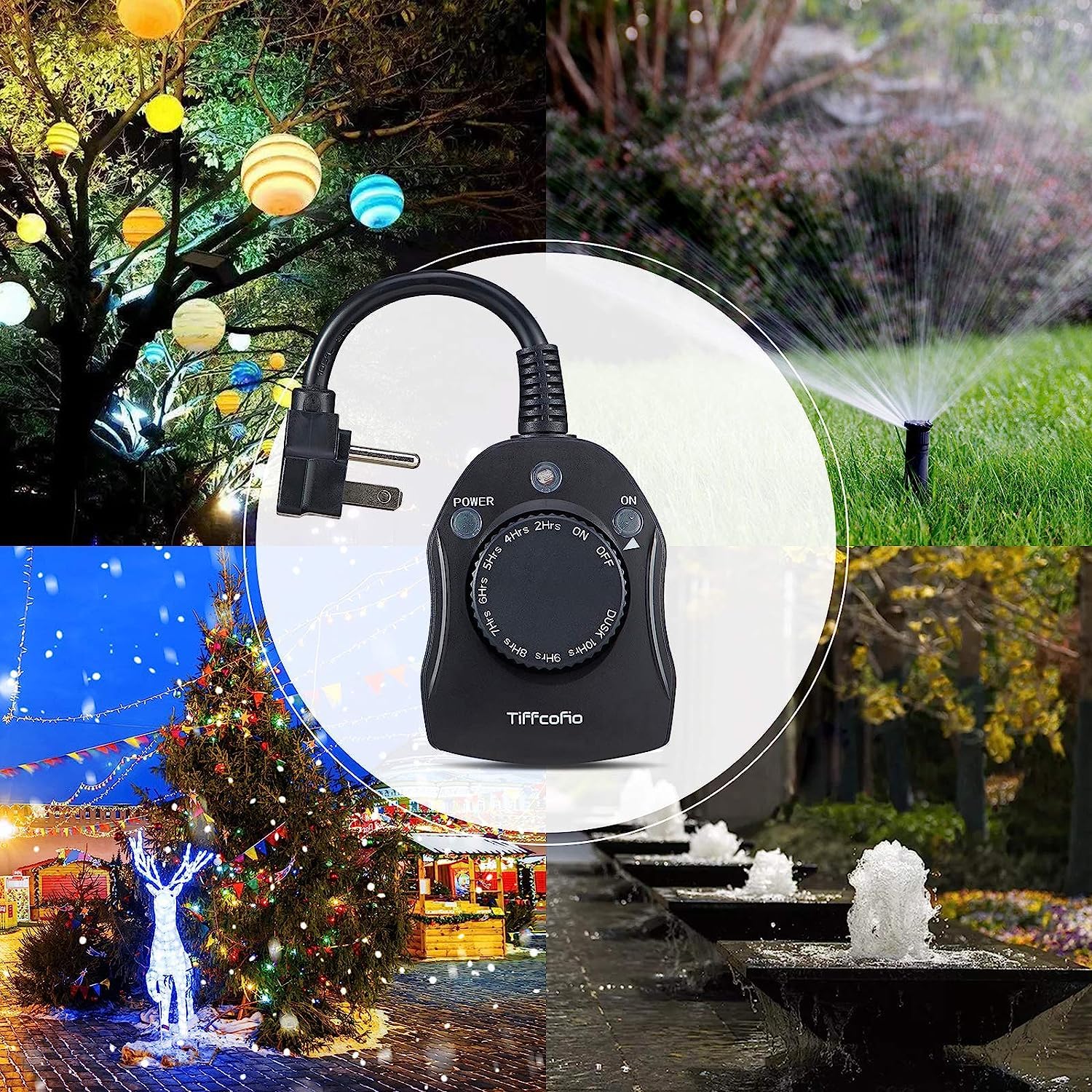 Snapklik.com : TiFFCOFiO Outdoor Timer Outlet, Dusk To Dawn Light ...