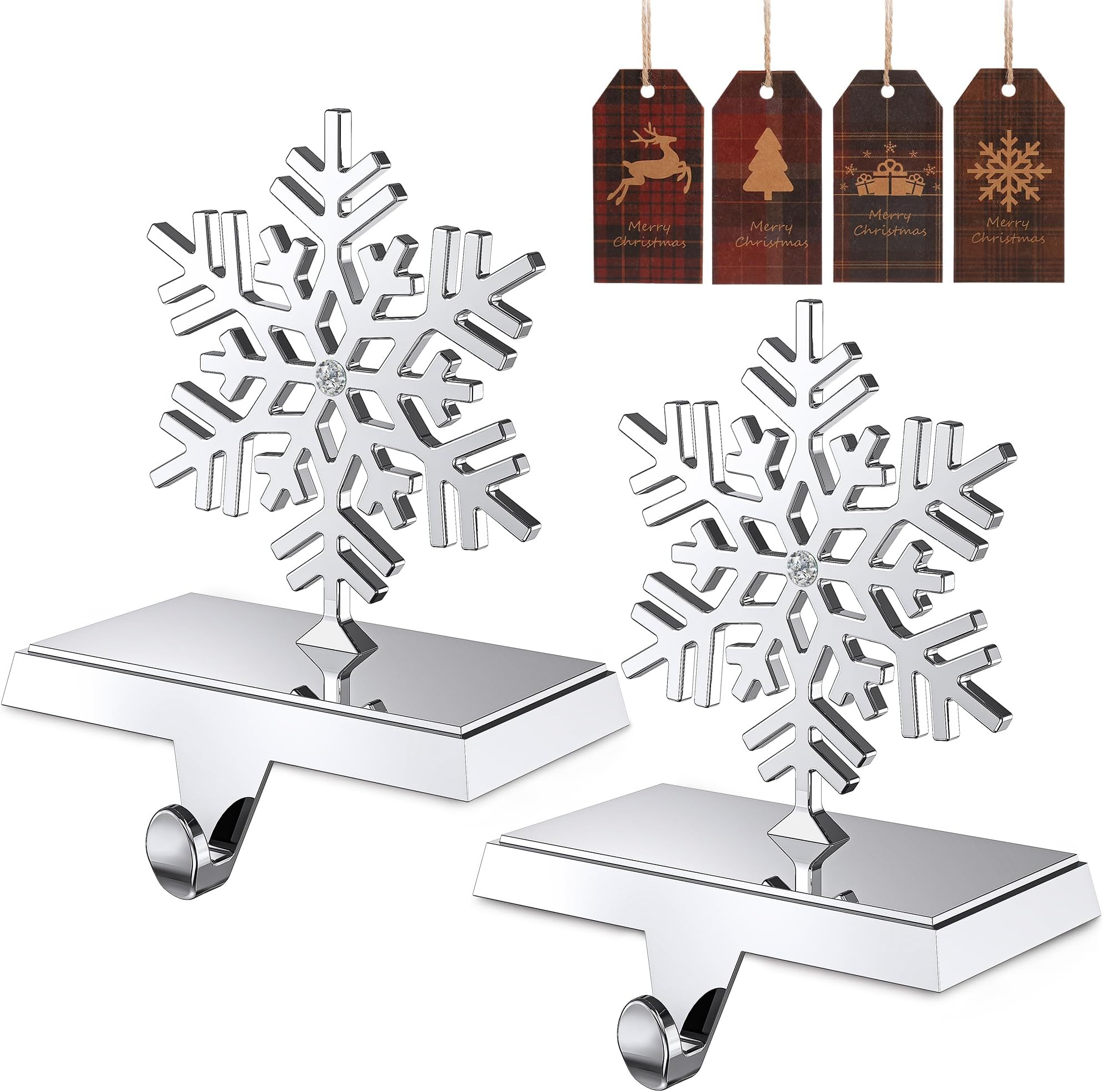 Amazon.com: Kurt Adler 7-Inch Silver 3-D Snowflake Stocking Holder ...