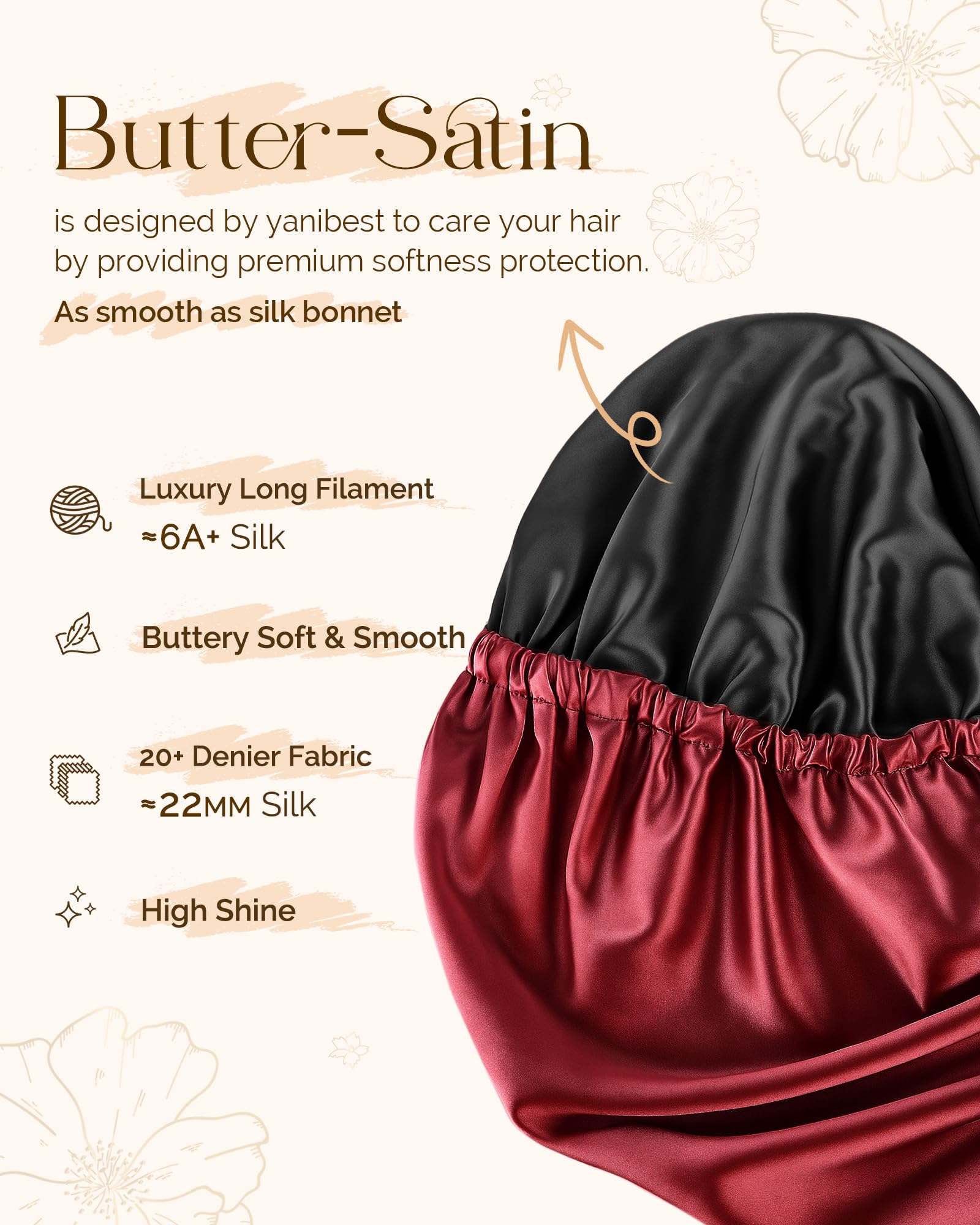 Snapklik.com : Long Bonnet Braid Bonnet For Sleeping Adjustable Satin ...