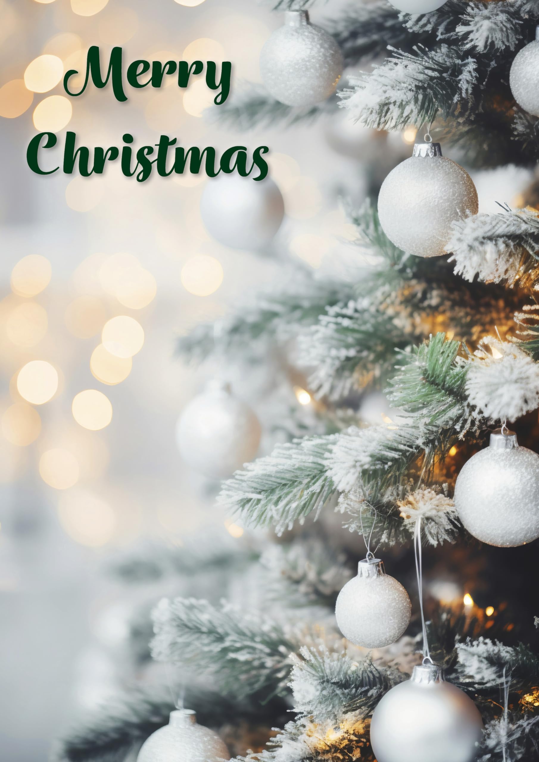 Silver Christmas Tree Merry Christmas Greeting Card - Large Size - A4 ...