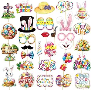 Amazon.com: 30 Pcs Easter Day Photo Booth Props Kit for Photoshoot ...