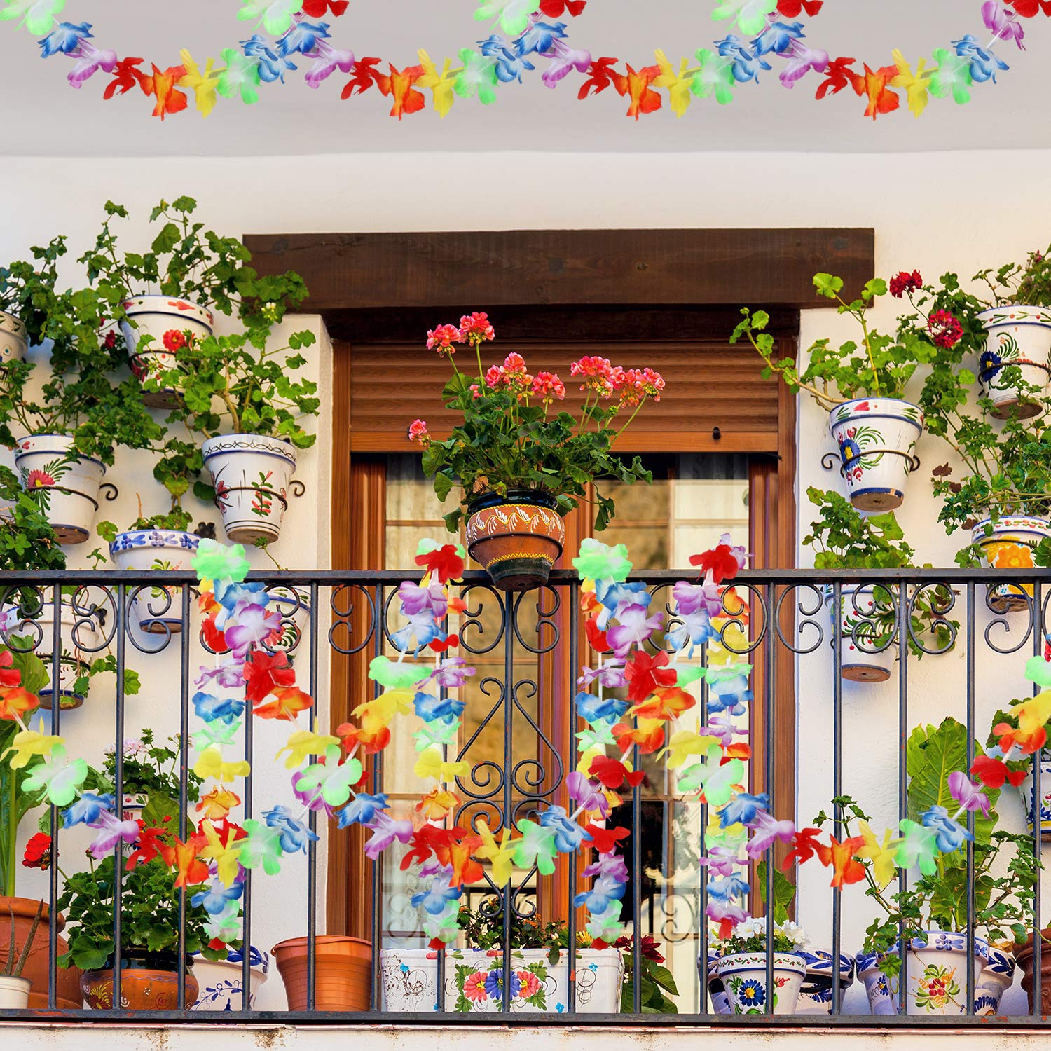 Snapklik.com : JOVITEC 10 Pack Multicolor Tropical Flower Lei Garland ...