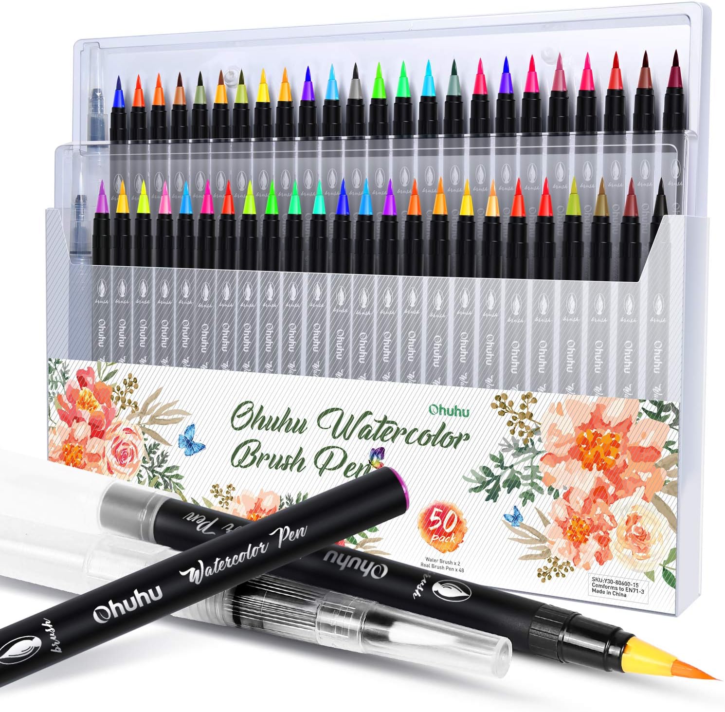 Watercolor Brush Markers Pen Set 48 Colours Water Based Drawing ...