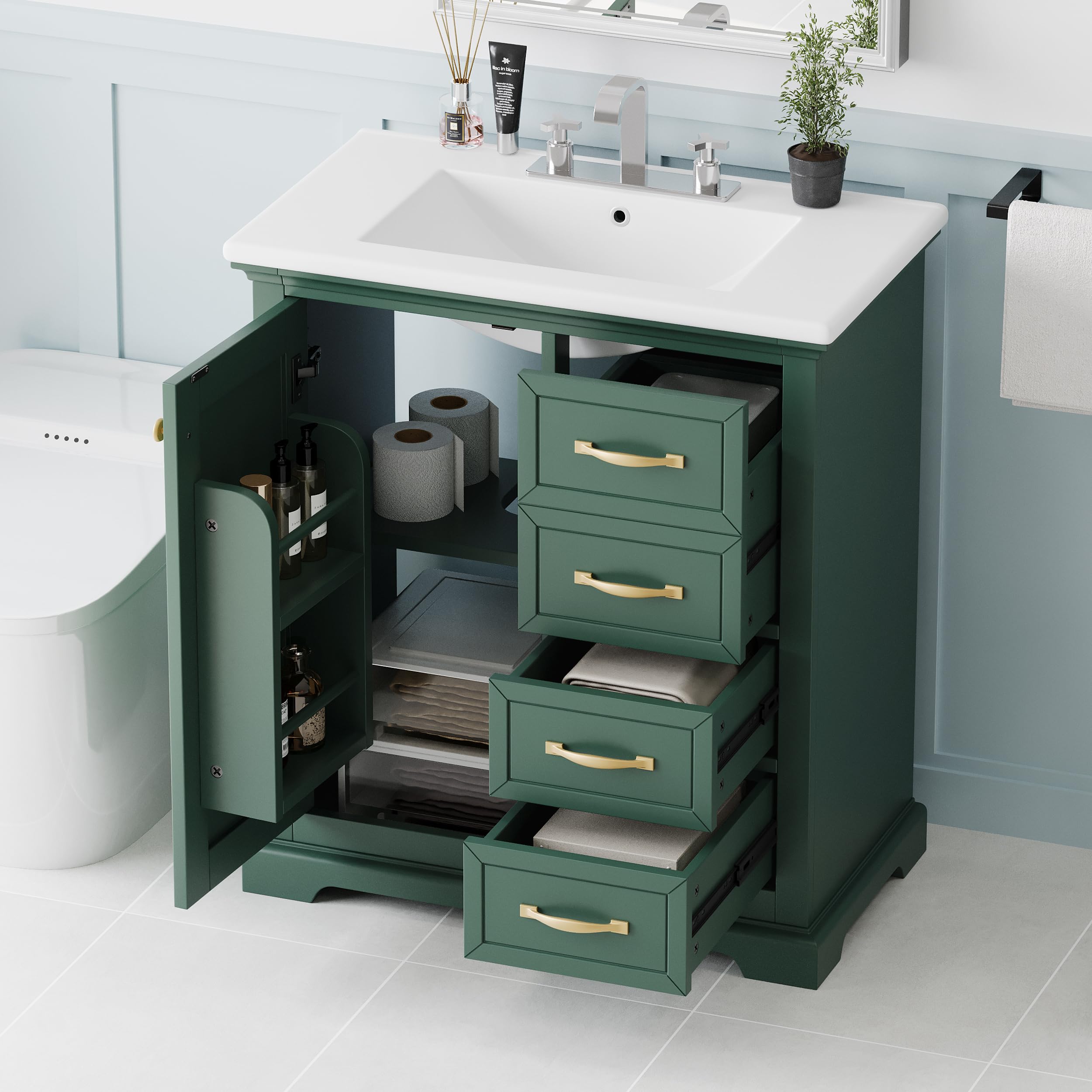 Amazon.com: 30" Bathroom Vanity Cabinet with Undermount Ceramic Sink ...