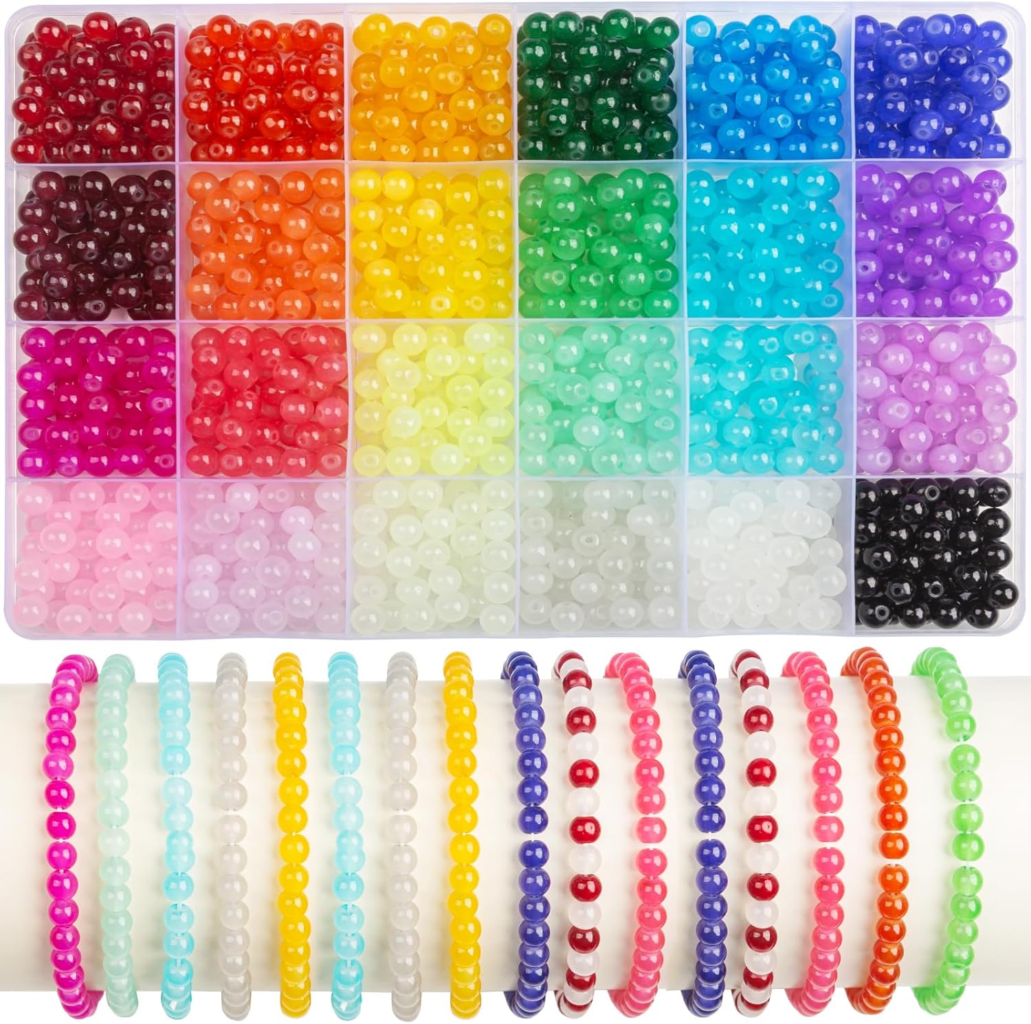 Amazon.com: 1200PCS 6mm Crystal Round Beads for Jewelry Making Glass ...