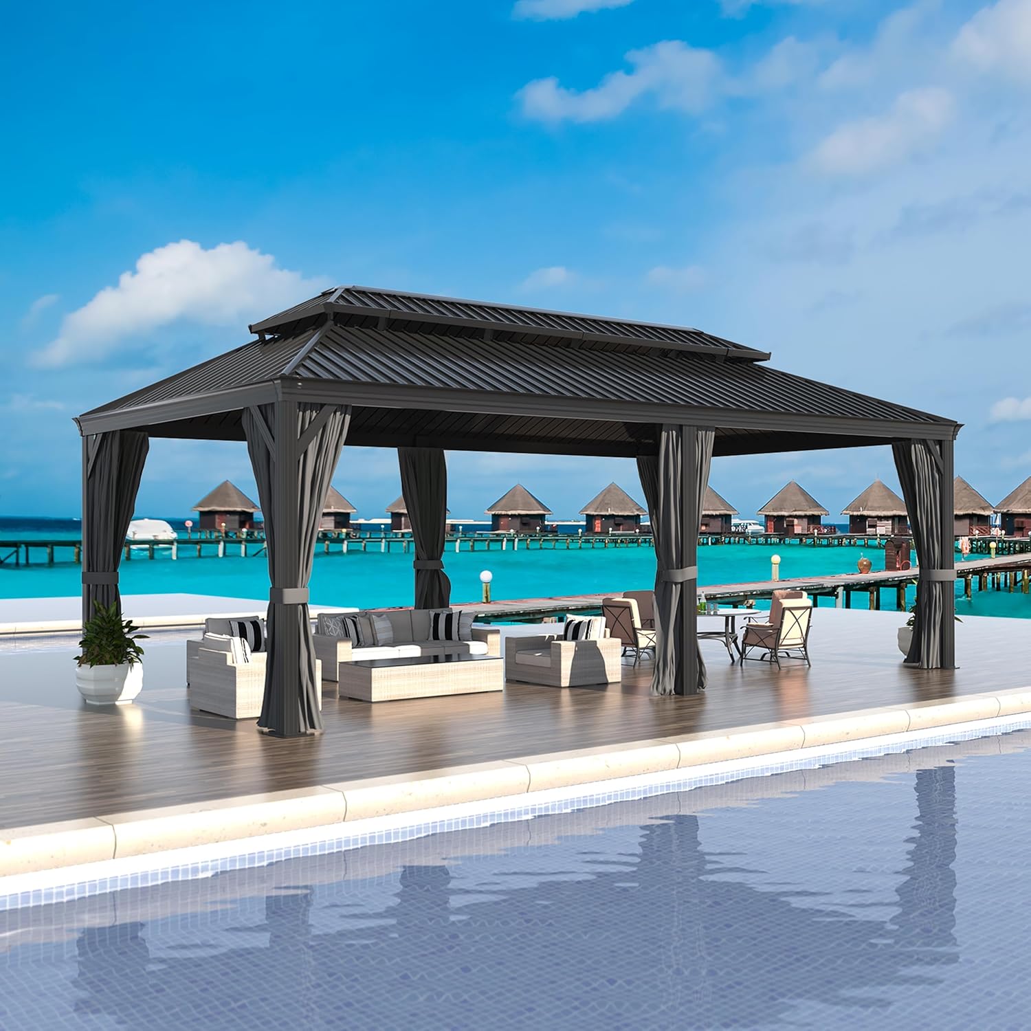 Amazon.com : MUPATER 14X20 FT Hardtop Gazebo with Galvanized Steel ...