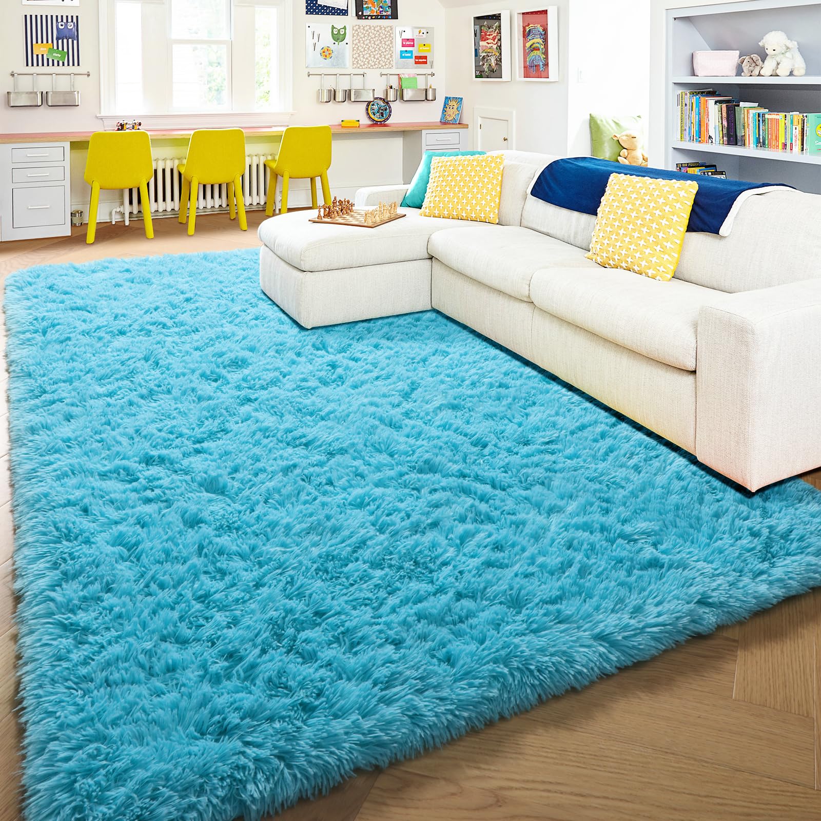 Amazon.com: Amdrebio Blue Area Rugs for Bedroom, Fuzzy Fluffy Rug 5x8 ...