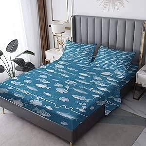 Amazon.com: GEDAEUBA Fish Sheets Queen Sheet Set - Fishing Bed Sheets ...