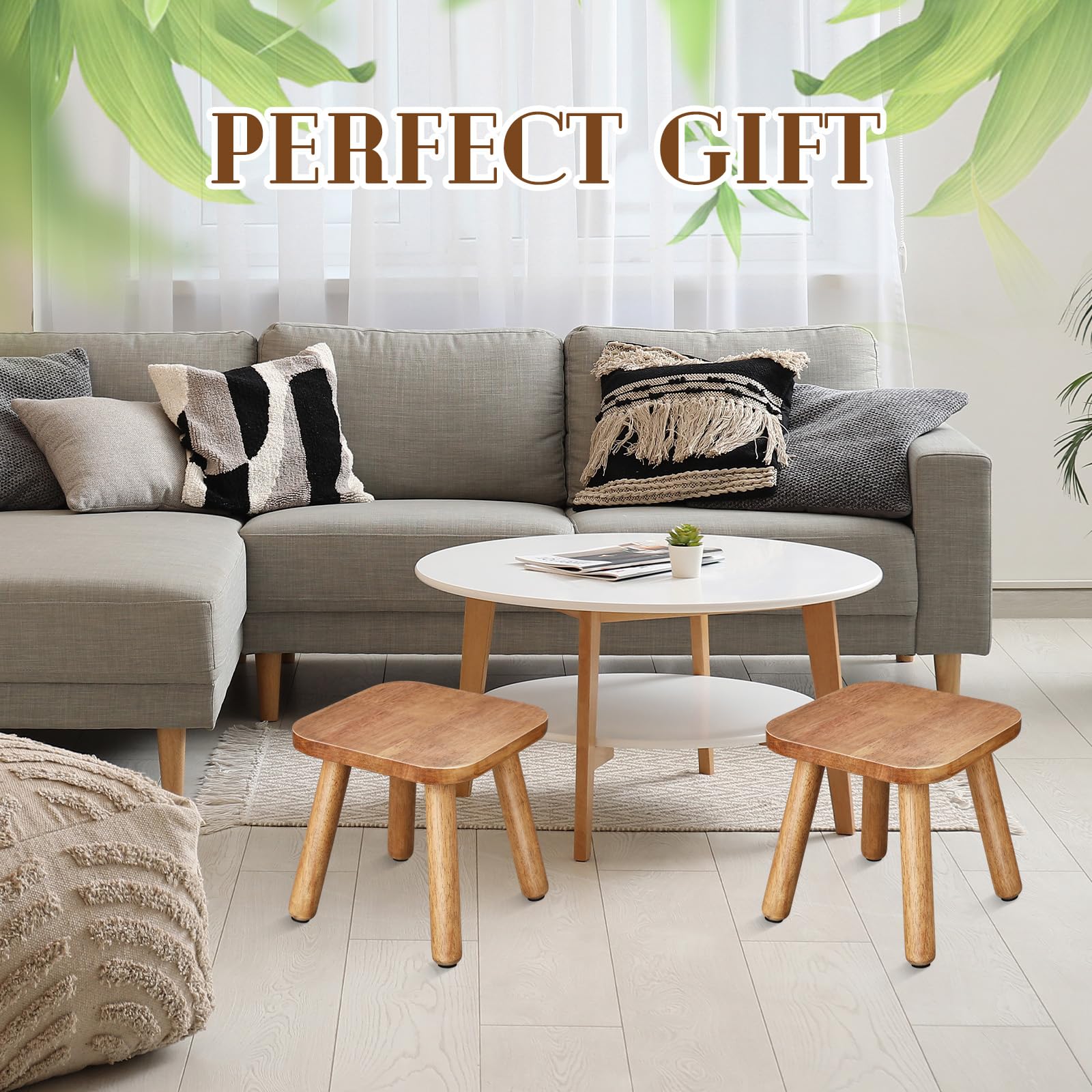 Snapklik.com : 2 Pcs Small Wooden Step Stool For Bathroom 9 Inch ...