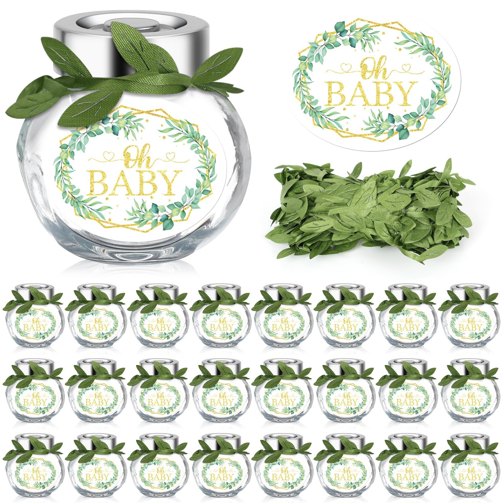Snapklik.com : 25 Pcs 1.5 Oz Mini Glass Jars Baby Shower Glass Jars ...