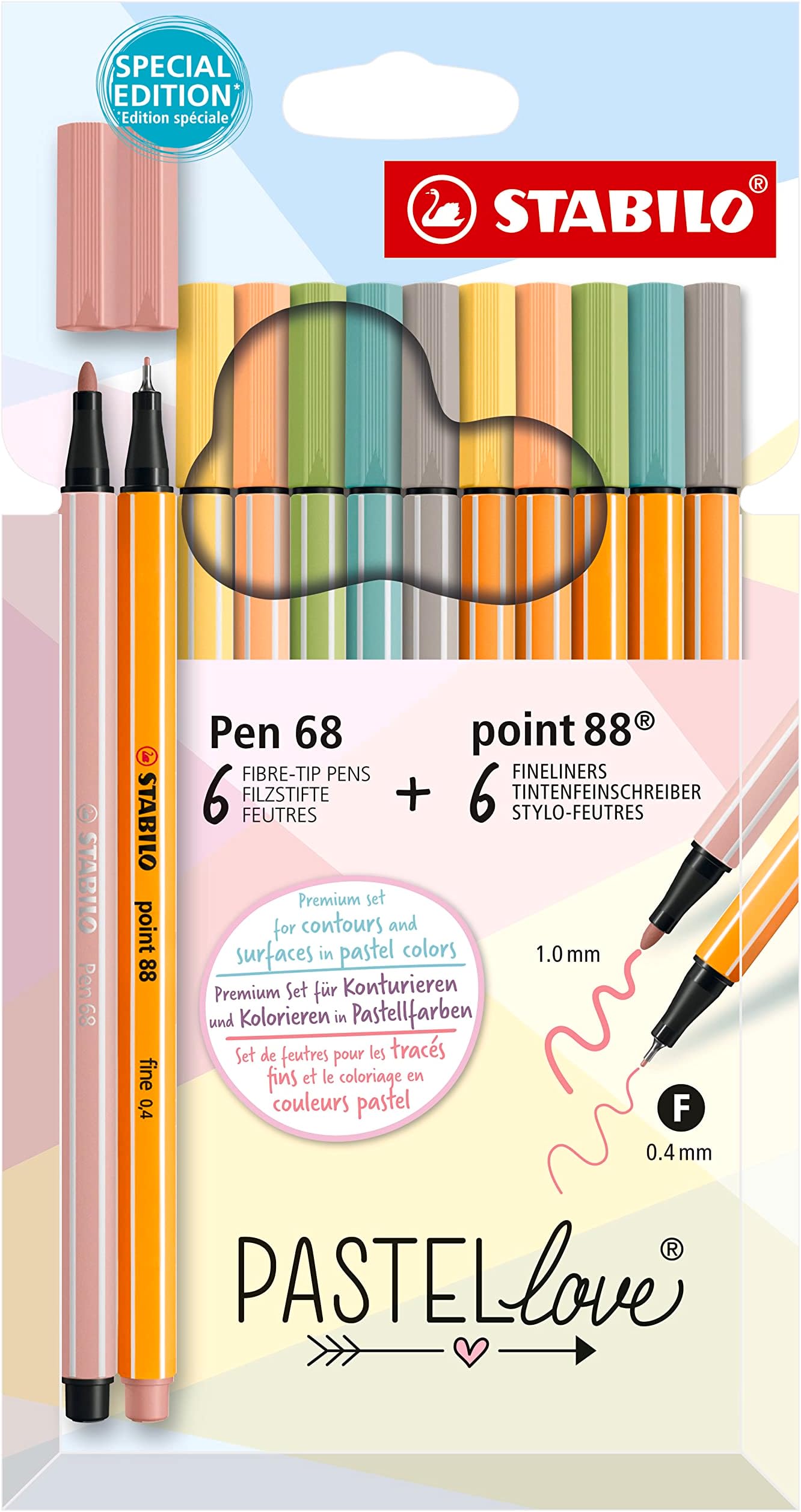 Amazon.com: STABILO Pen Set Pastelove Set - Pack of 12 - point 88 & Pen ...