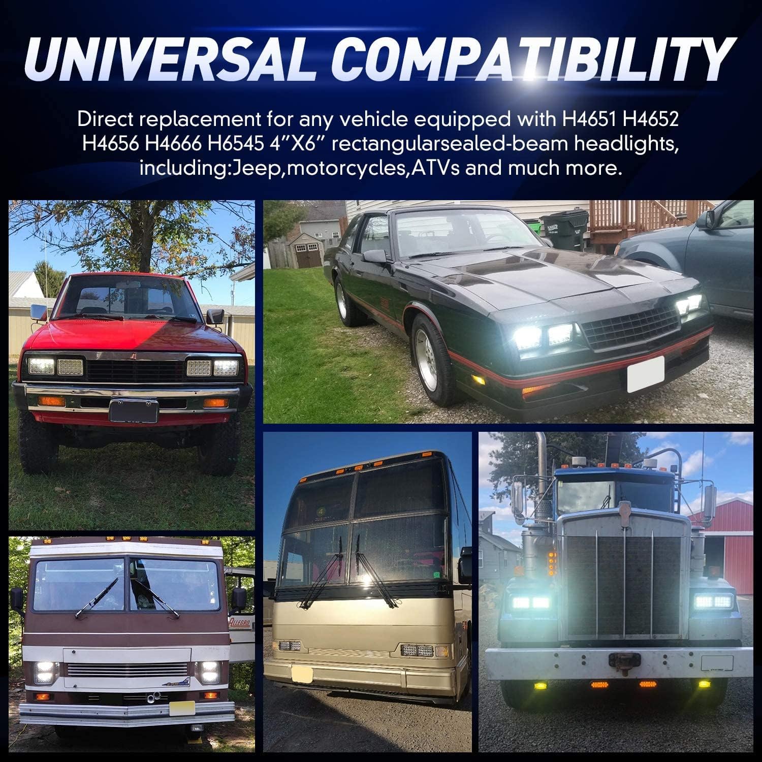 BESTZHEYU 4 faros delanteros 4×6 compatibles con H4651 H4652 H4656 ...