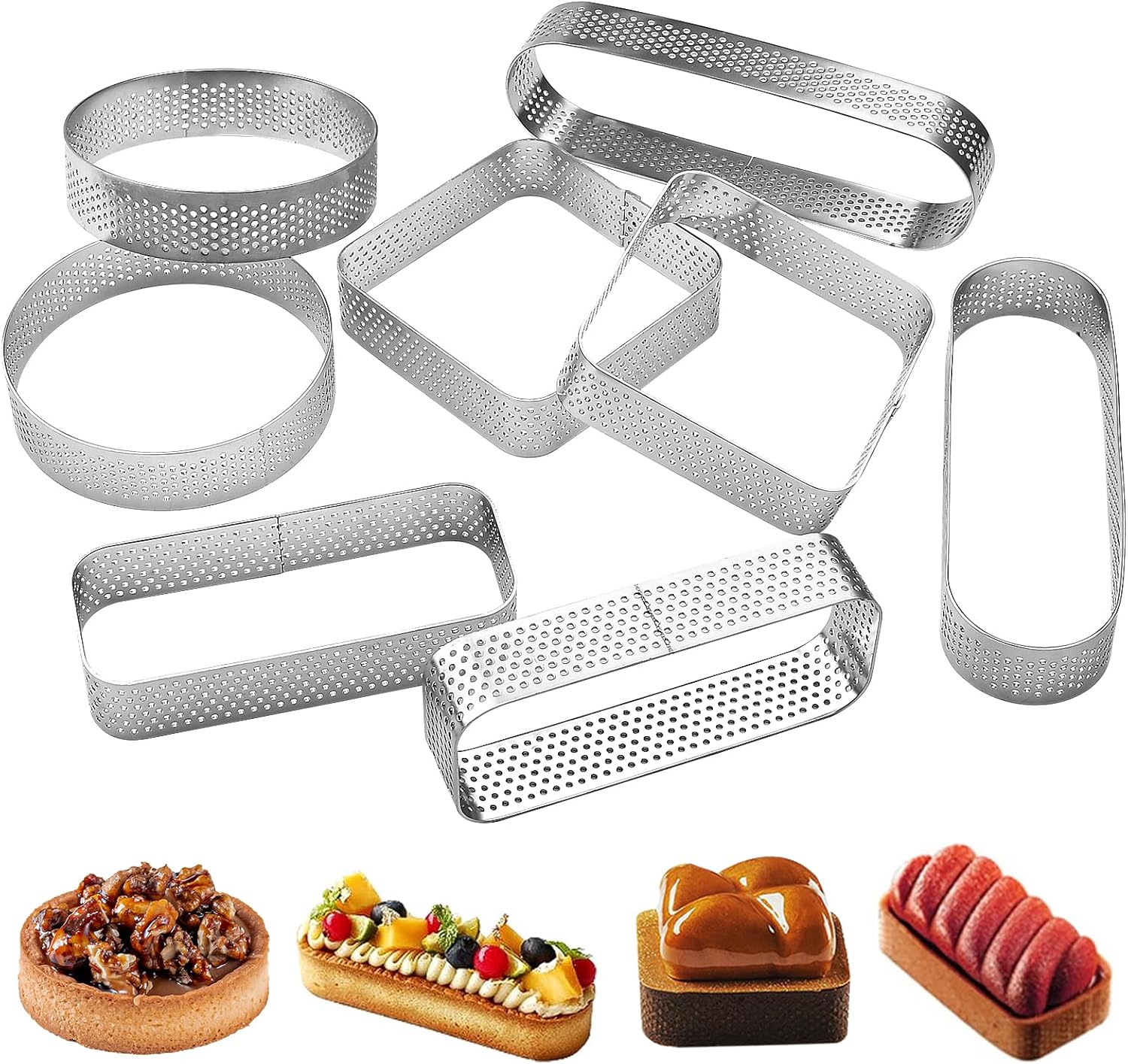 Amazon.com: Lainballow 8 Pcs Tart Ring, Stainless Steel Cake Ring ...
