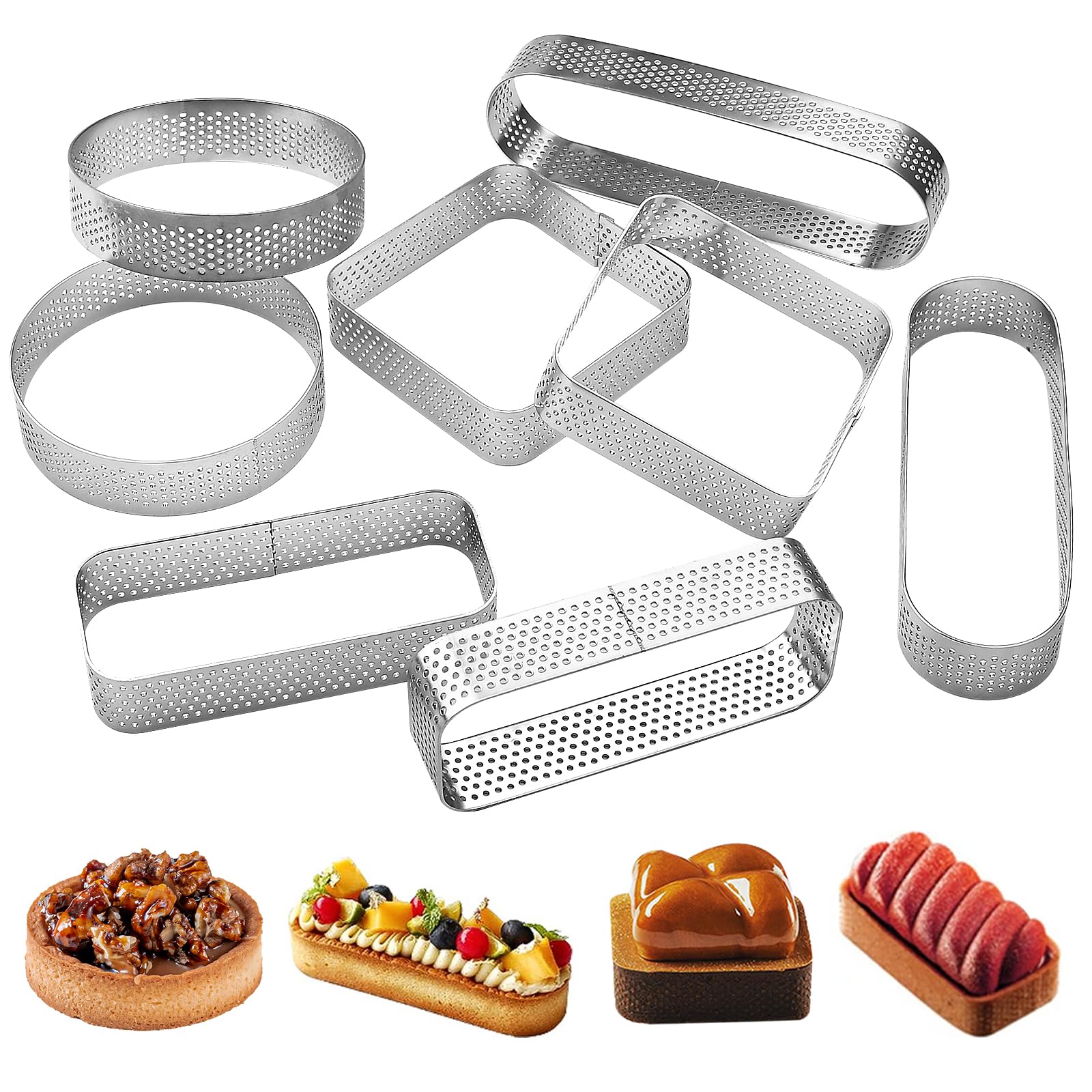 Amazon.com: Lainballow 8 Pcs Tart Ring, Stainless Steel Cake Ring ...
