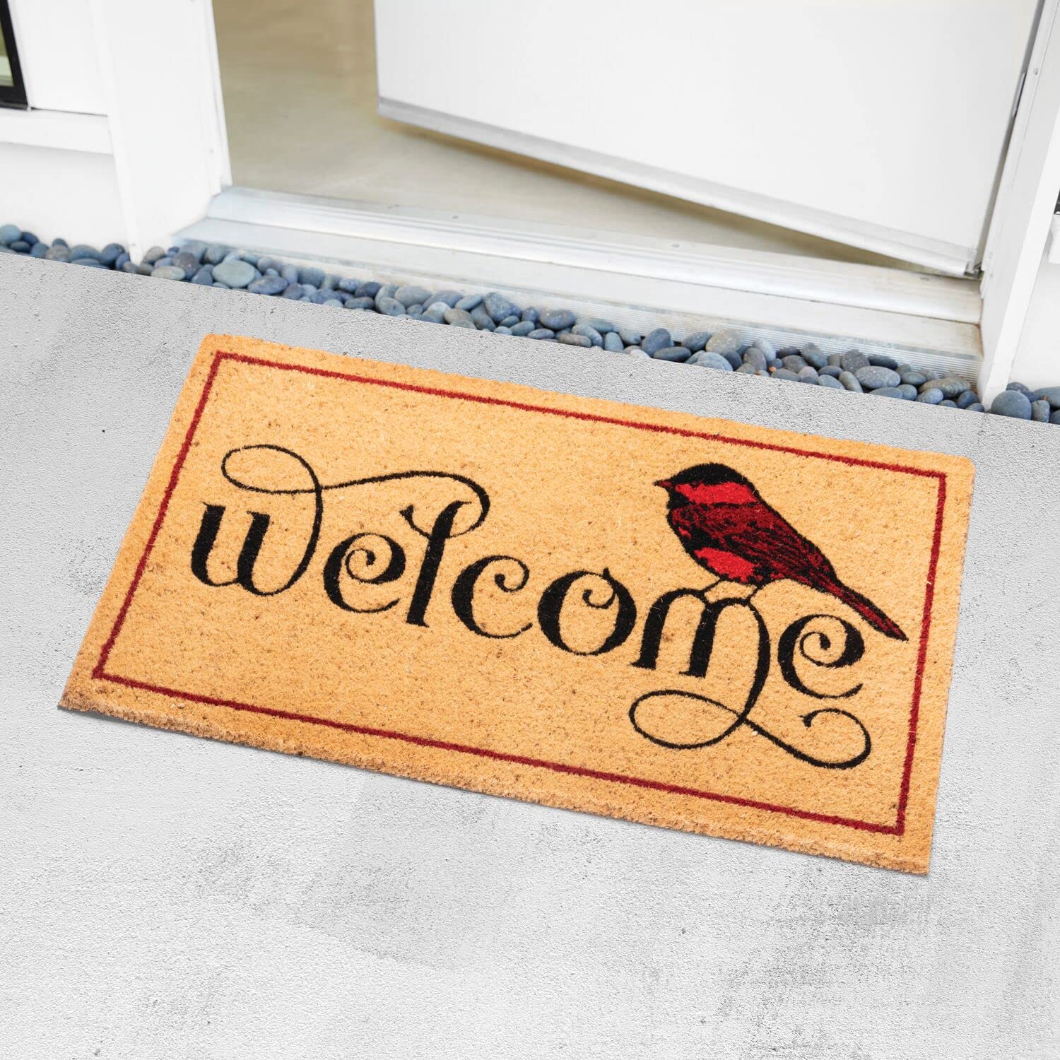 Notrax Welcome Birds, Vinyl-Backed Natural Coir Doormat, Entry Mat for ...