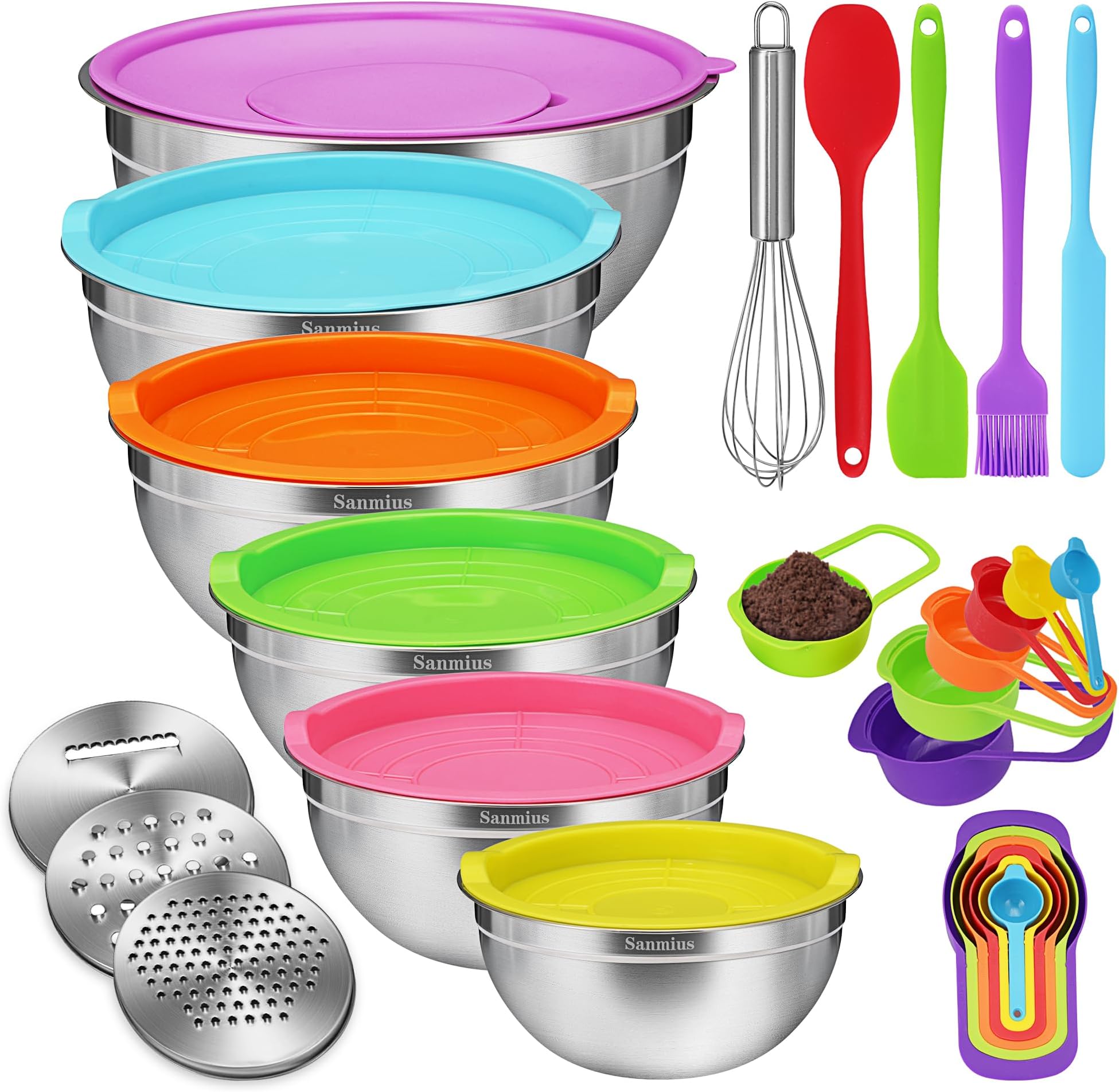 Amazon.com: Sanmius Mixing Bowls with Airtight Lids, 27 PCS Premium ...