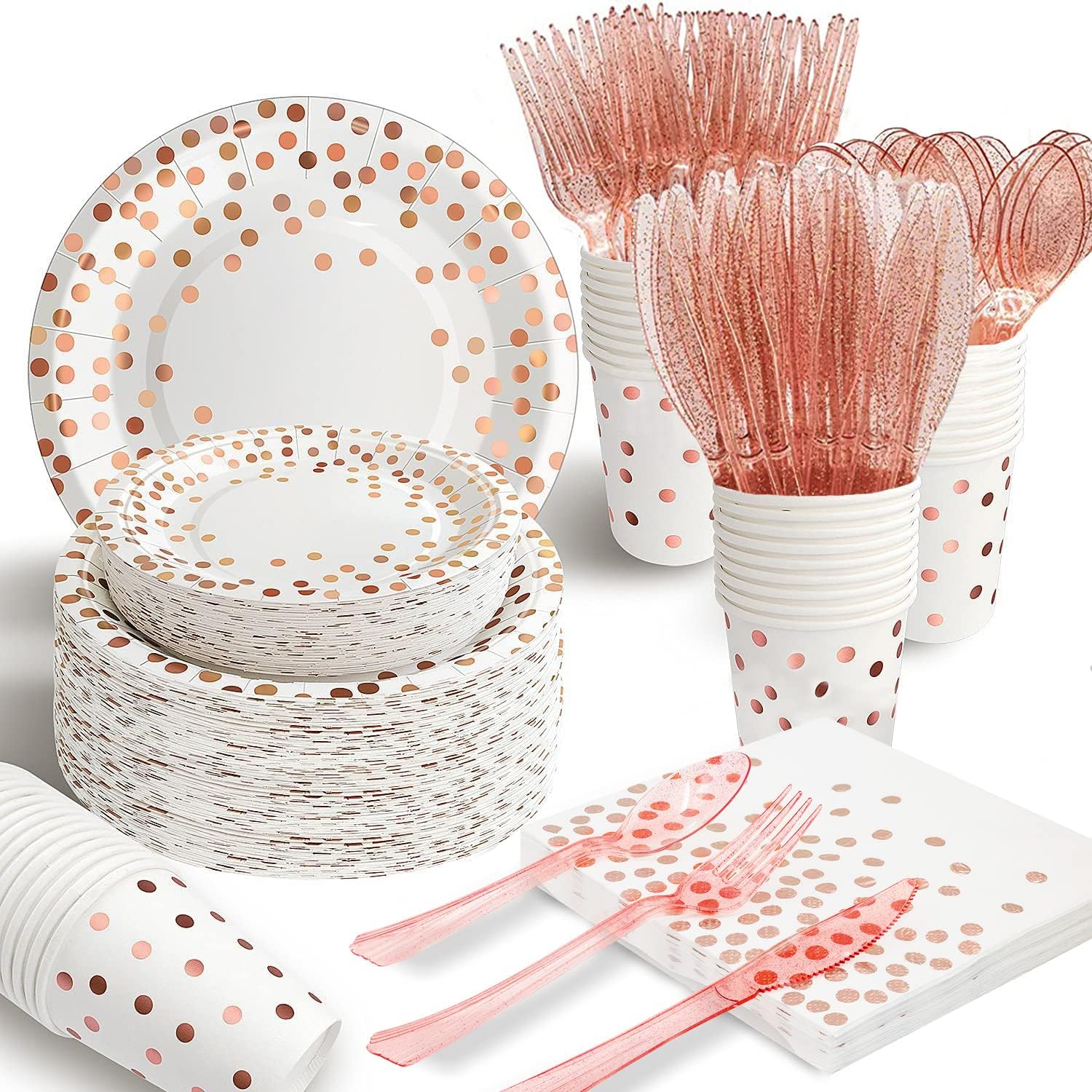 Amazon.com: Supernal 350pcs Rose Gold Plates and Napkins Party Supplies ...