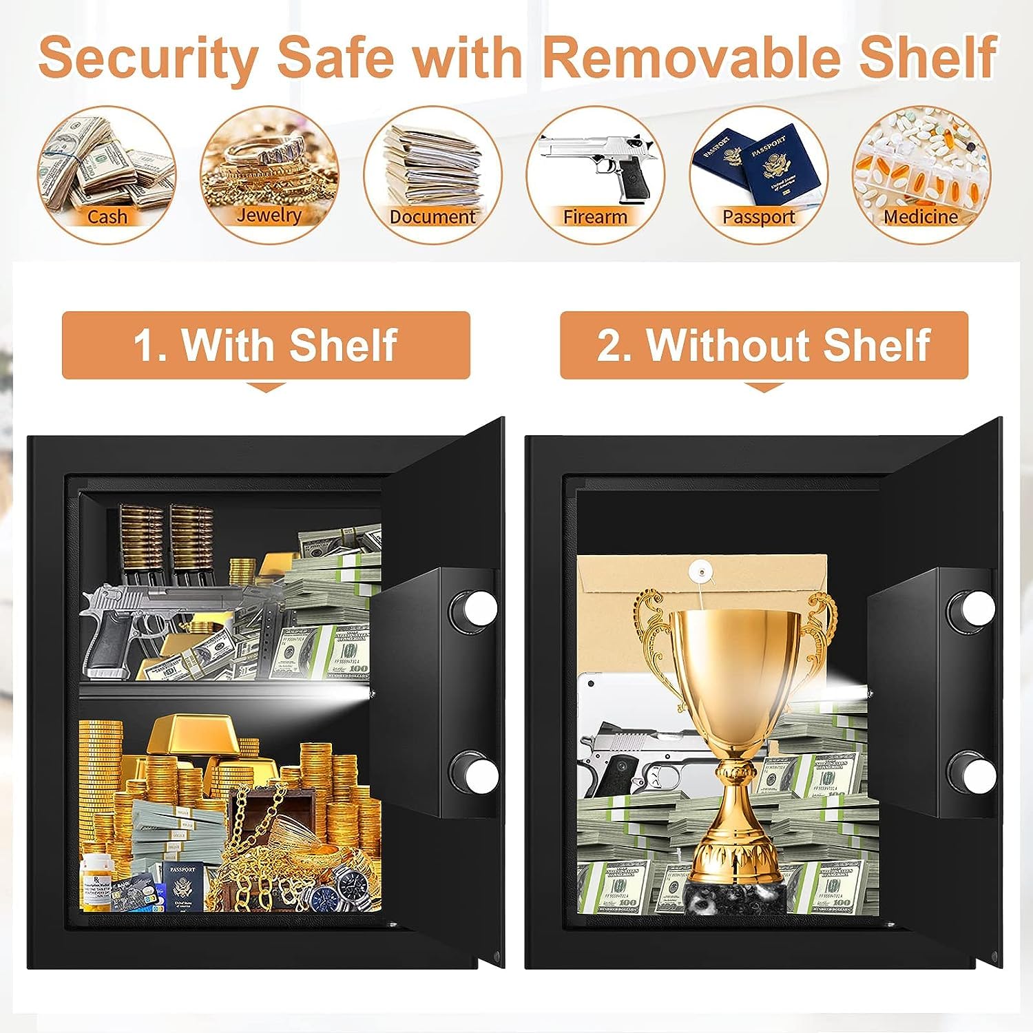 1.9Cuft Fireproof Safe Box for HOME USE, Digital Home Security Money ...