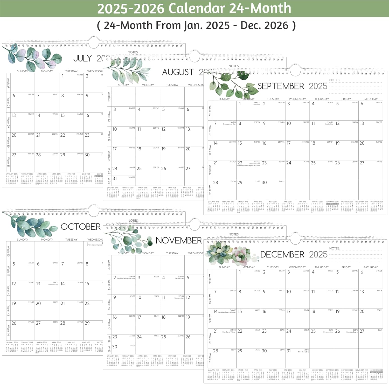 Wall Calendar 2025-2026 – 2 Year Calendar Liberia | Ubuy