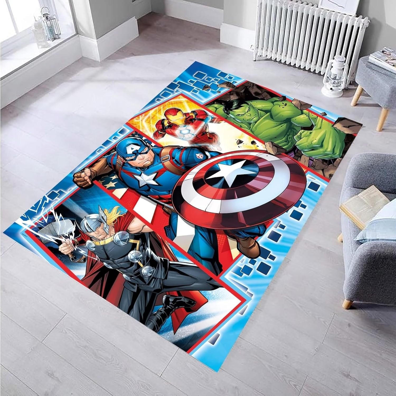 Amazon.com: Superhero Decoration Rug for Boys Room Size 3x5 4x6 5x8 ft ...