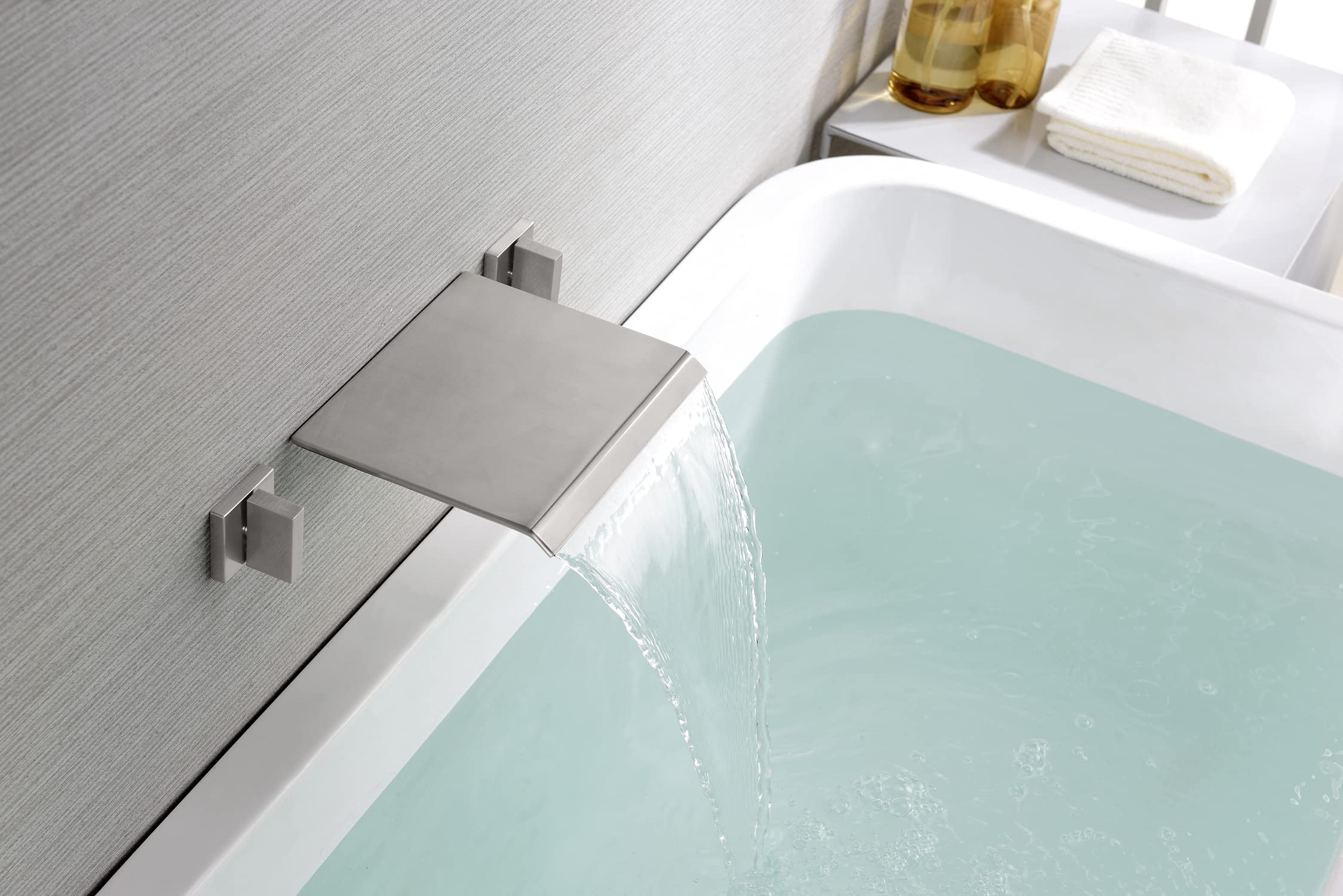 Snapklik.com : SUMERAIN Waterfall Tub Faucet Wall Mount Bathtub Faucet ...