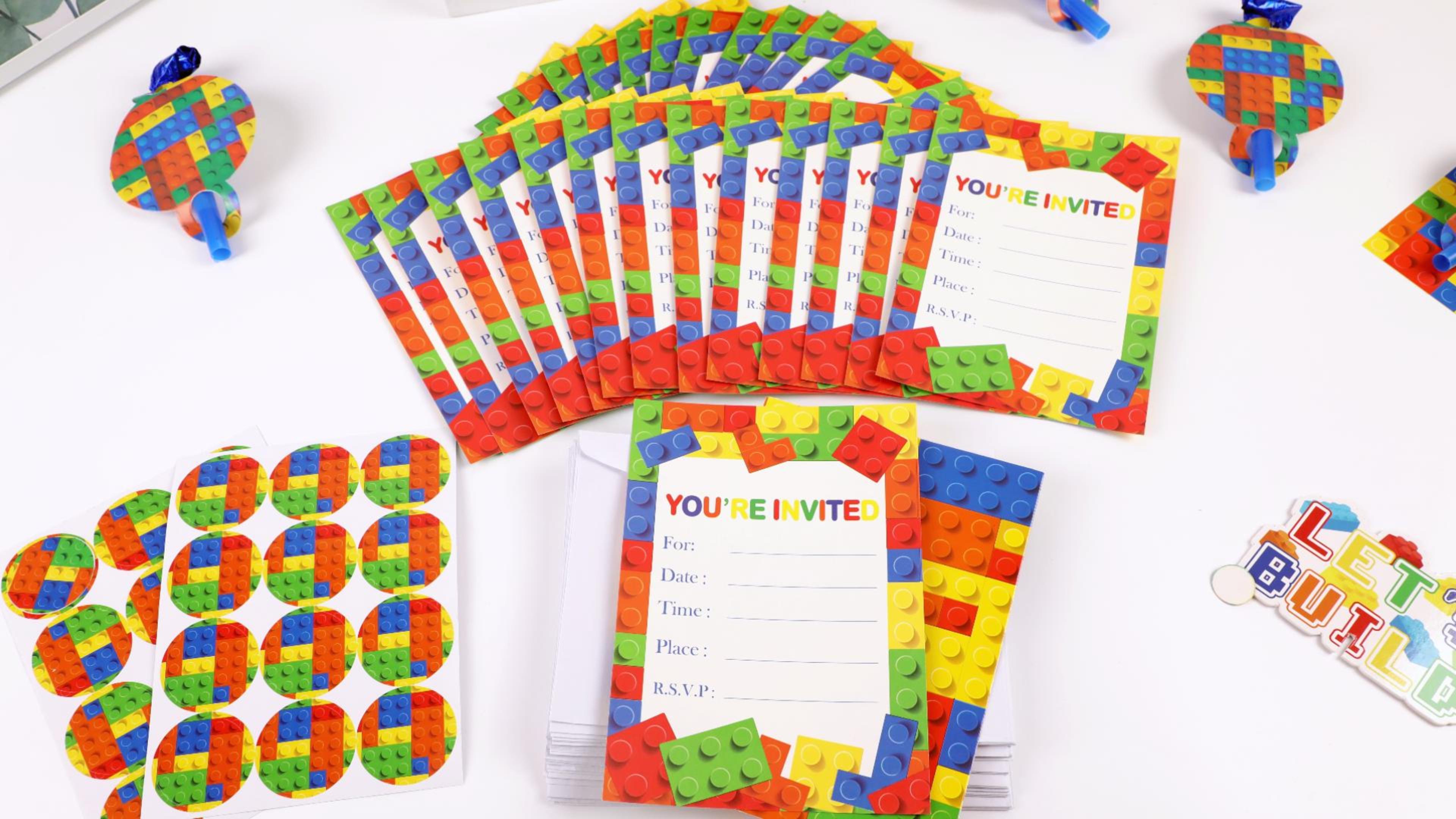 Simple Blocks Birthday Party Invitations Amazon.com : Wiooffen