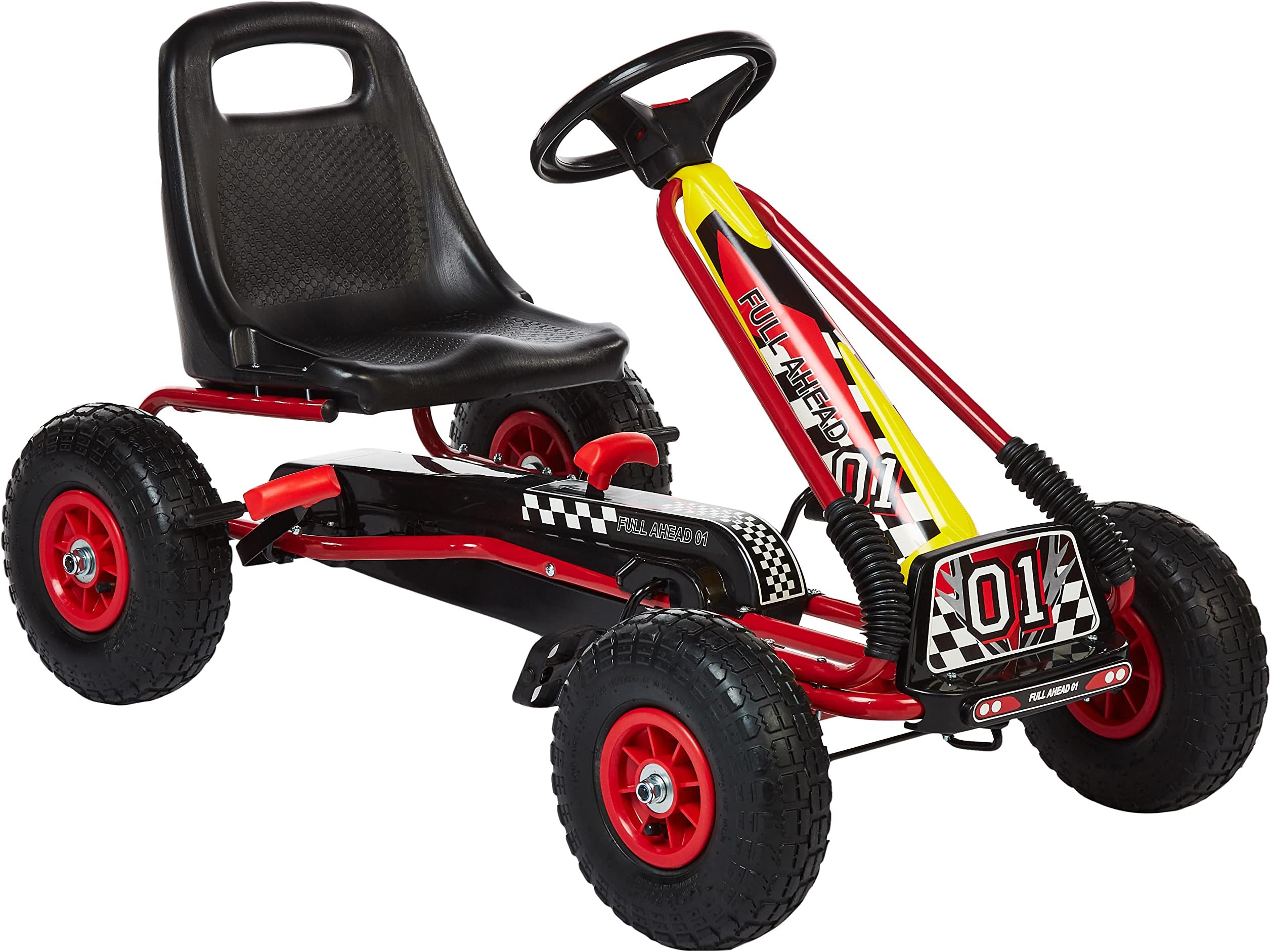 Techplus Go Kart for Kids, 4 Wheel Pedal Powered Racer Car, Pedal Go ...