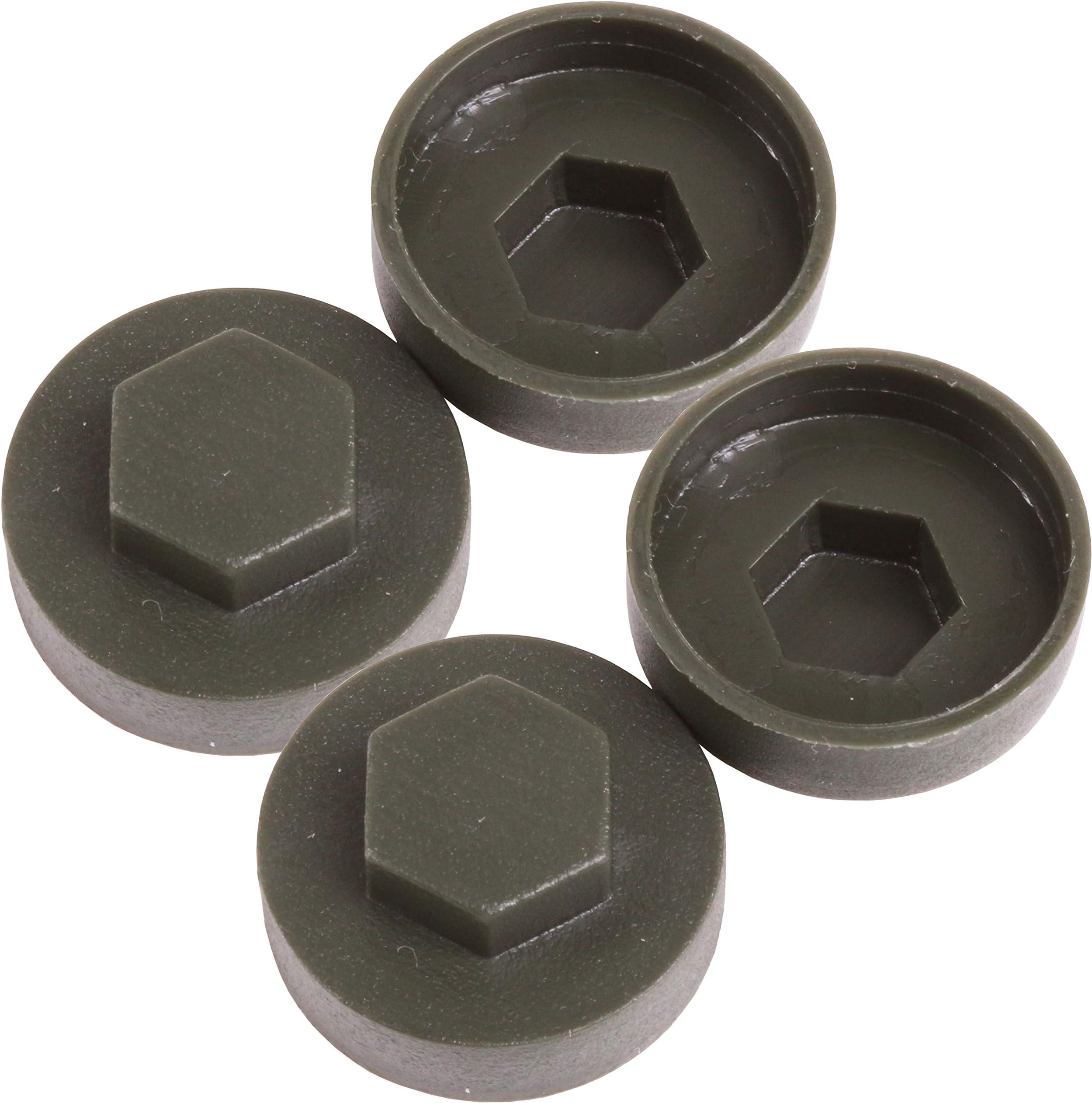 TechFast Roofing Screw Cover Caps | 19mm | Olive Green - Plastic | Box ...