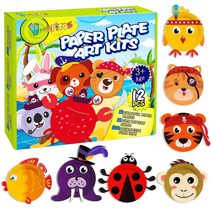 Buy V-Opitos Arts and Crafts Kits for Kids, 12 Pack Paper Plate Crafts ...