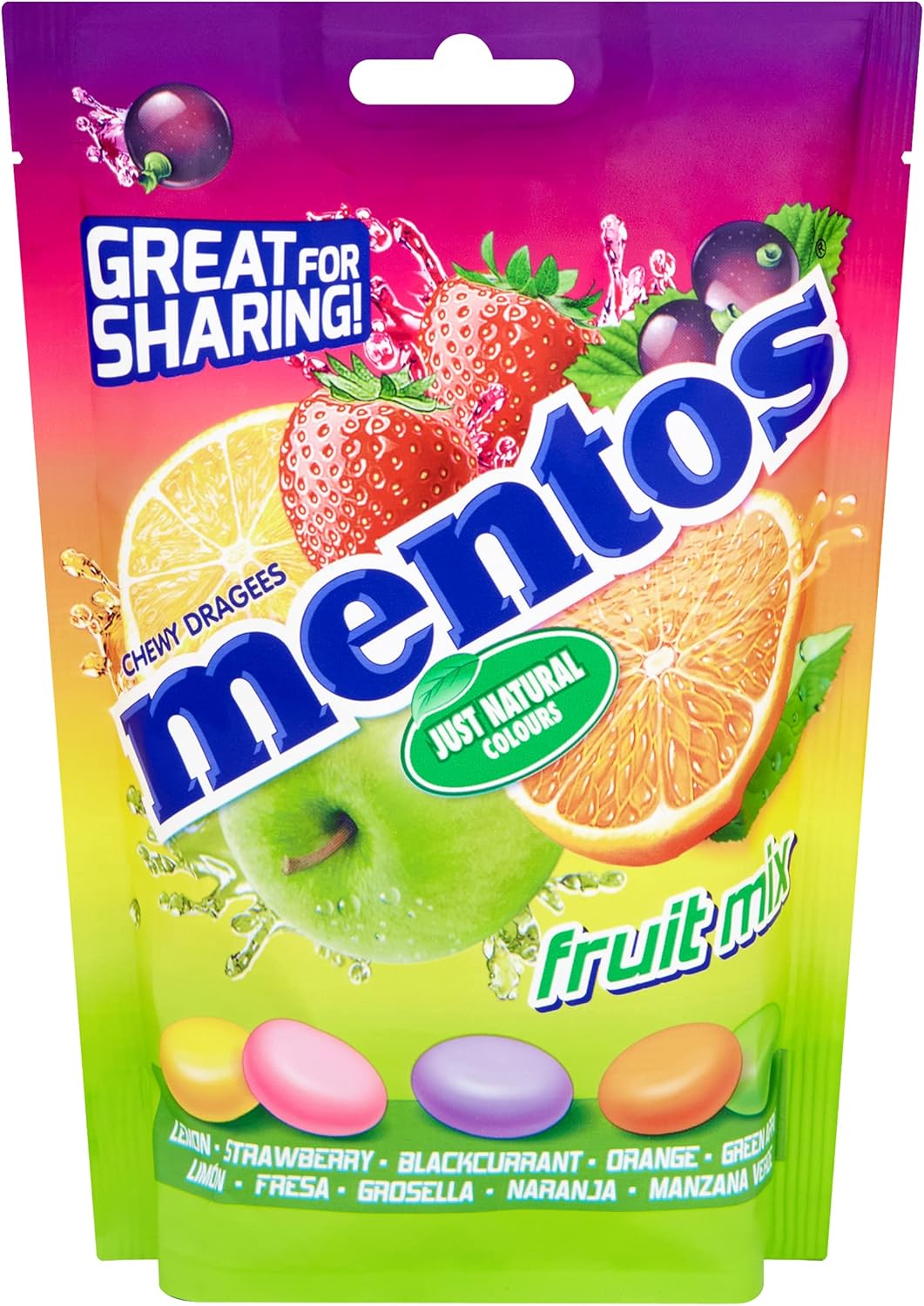 Mentos Party Sweets - Fruit Chewy Dragees Sharing Pouches, 160g (Pack ...