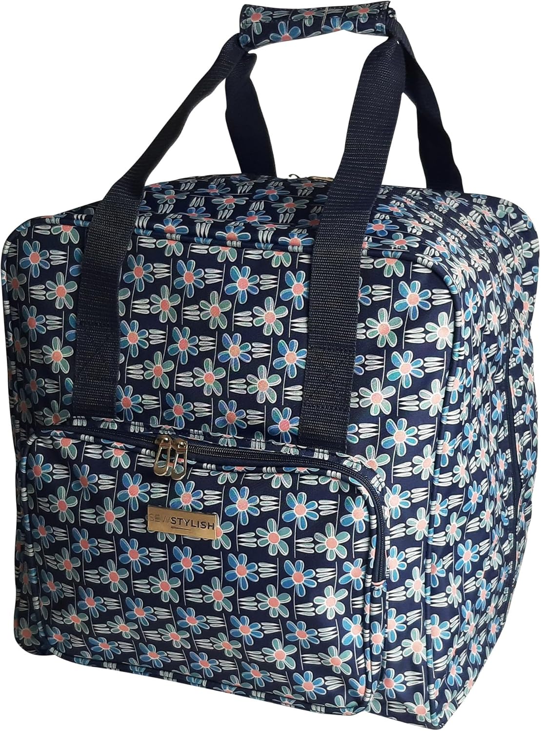 Sewing Online Large Overlocker Bag, Navy Daisy | 38 x 36 x 33cm | Carry ...