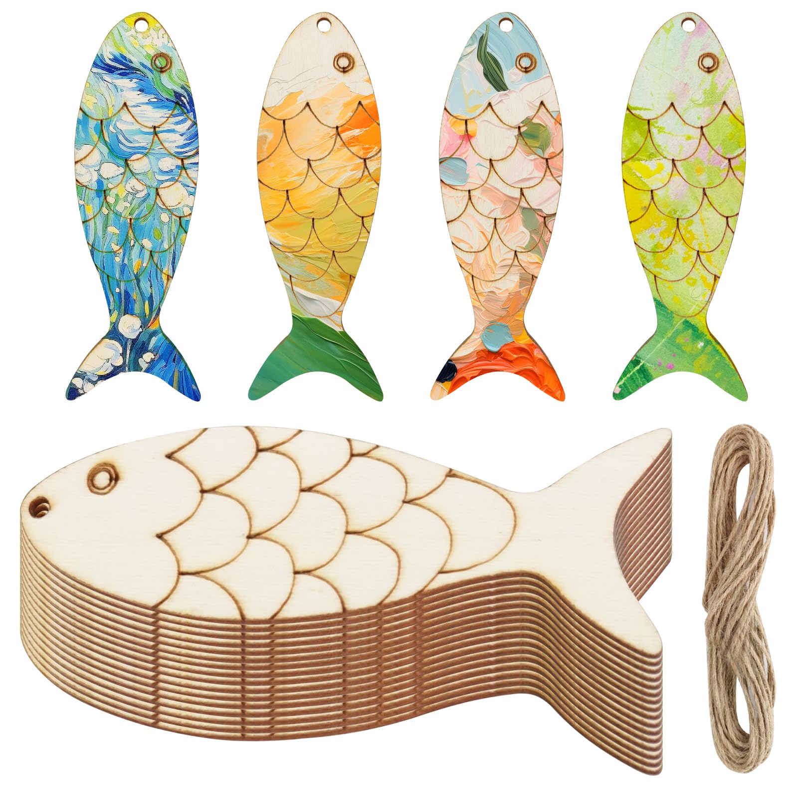 Amazon.com: Tokusatsu 16-Pack Wooden Fish Cutouts DIY Craft ...