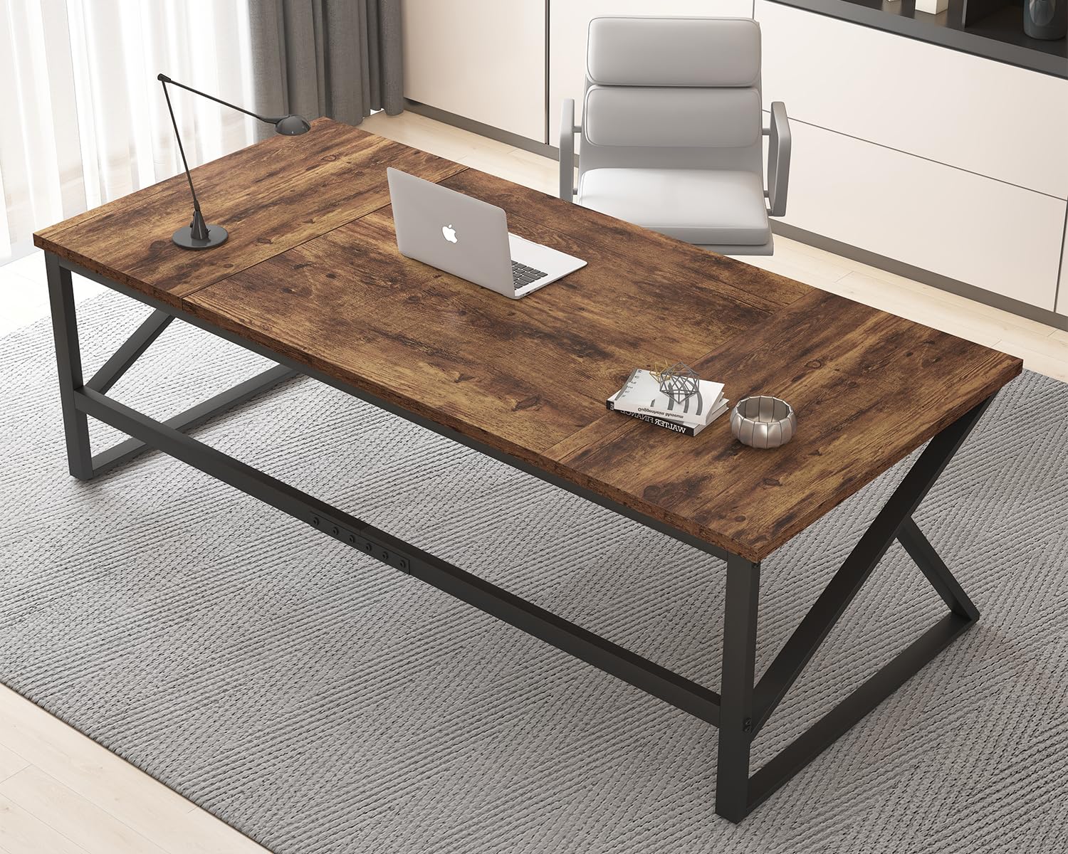 Amazon.com: HSH Large Rustic Brown Computer Desk, 70 Inch Home Office ...